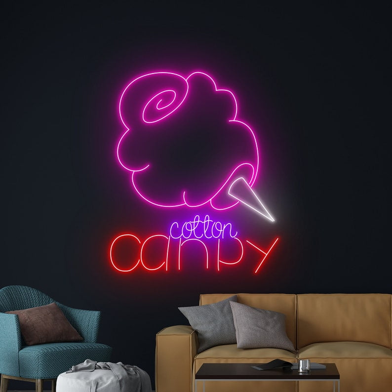 Handmadetneonsign Cotton Candy Neon Sign, Cotton Candy Wall Art Decor ...