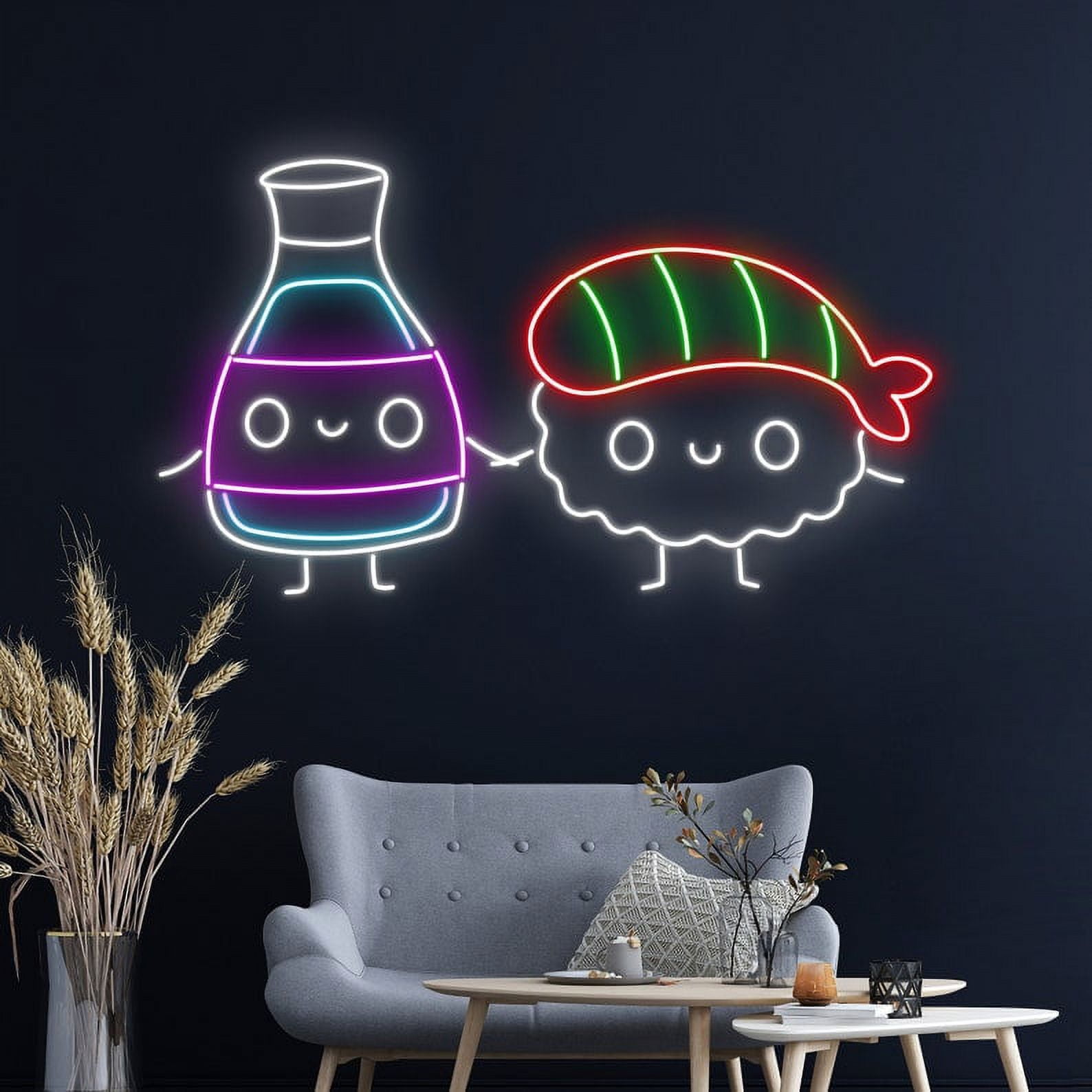 Handmadetneonsign Couple Soy Sauce And Sushi Led Neon Sign, Sushi Led ...