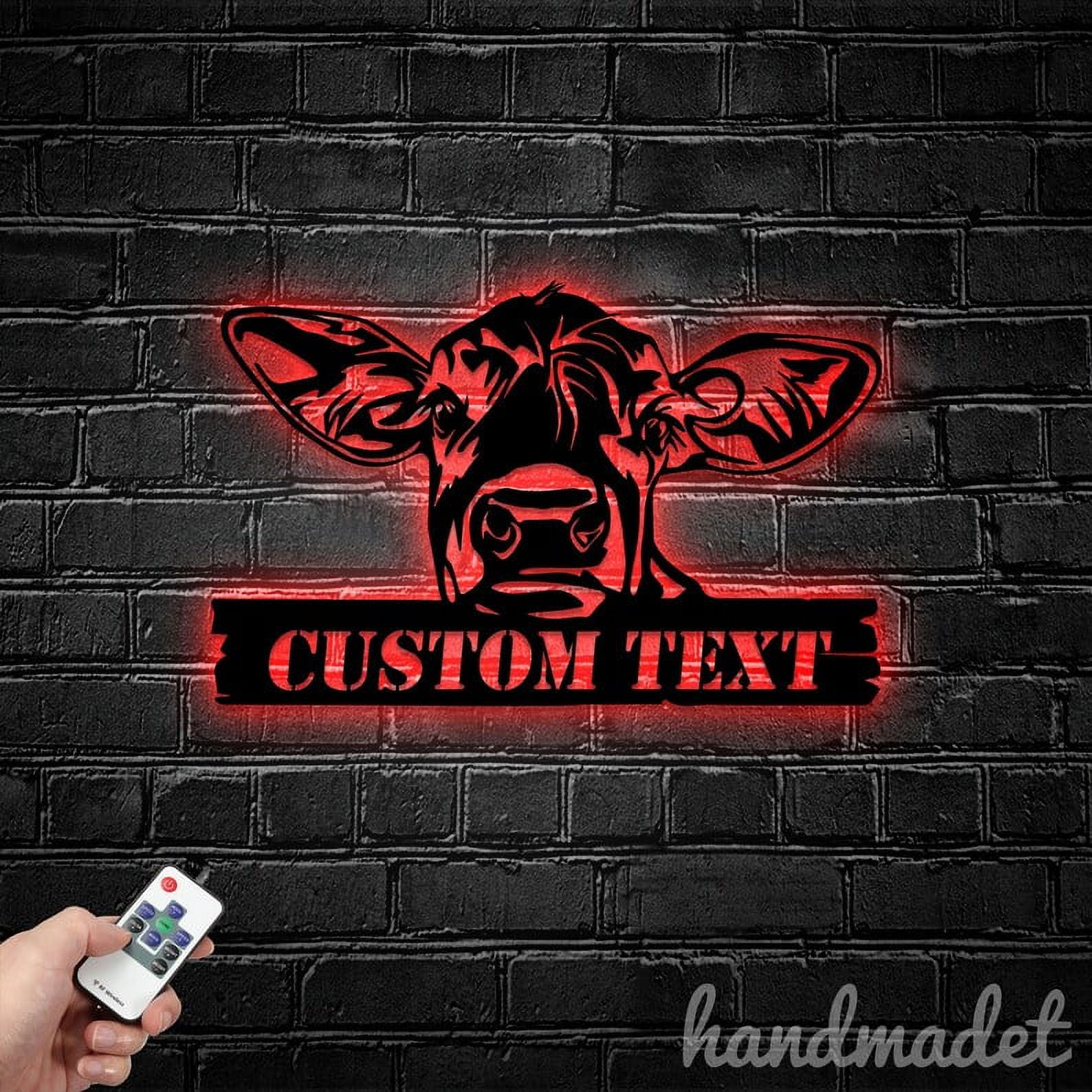 Handmadetneonsign Cow Head Metal Wall Art Light, Wild Life Metal Sign ...