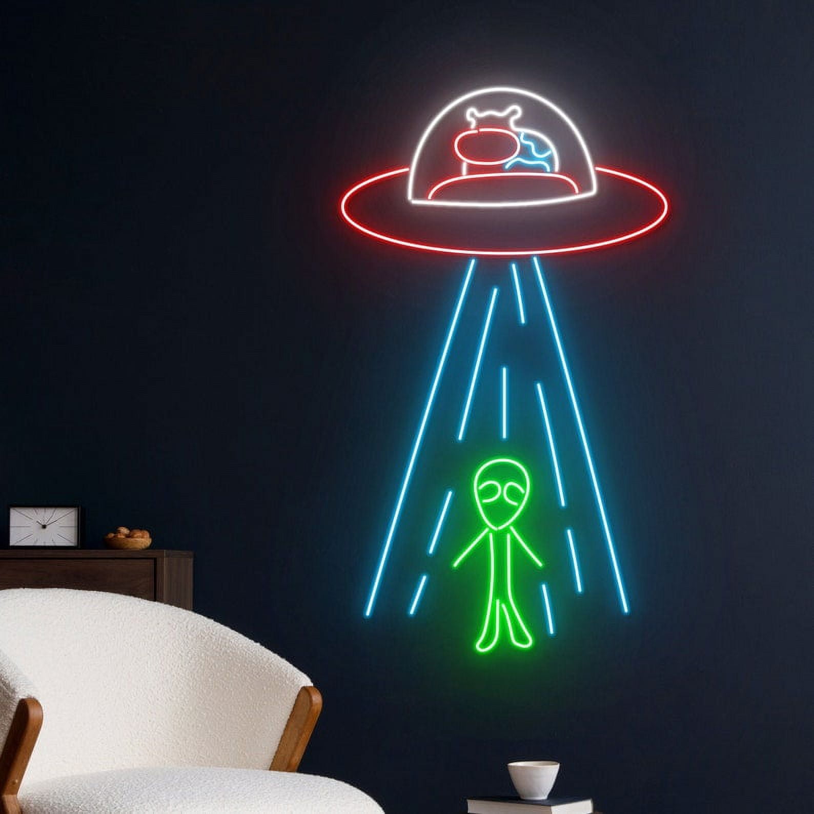 Handmadetneonsign Cow UFO Abduction Alien Neon Sign, UFO Dairy Cow ...