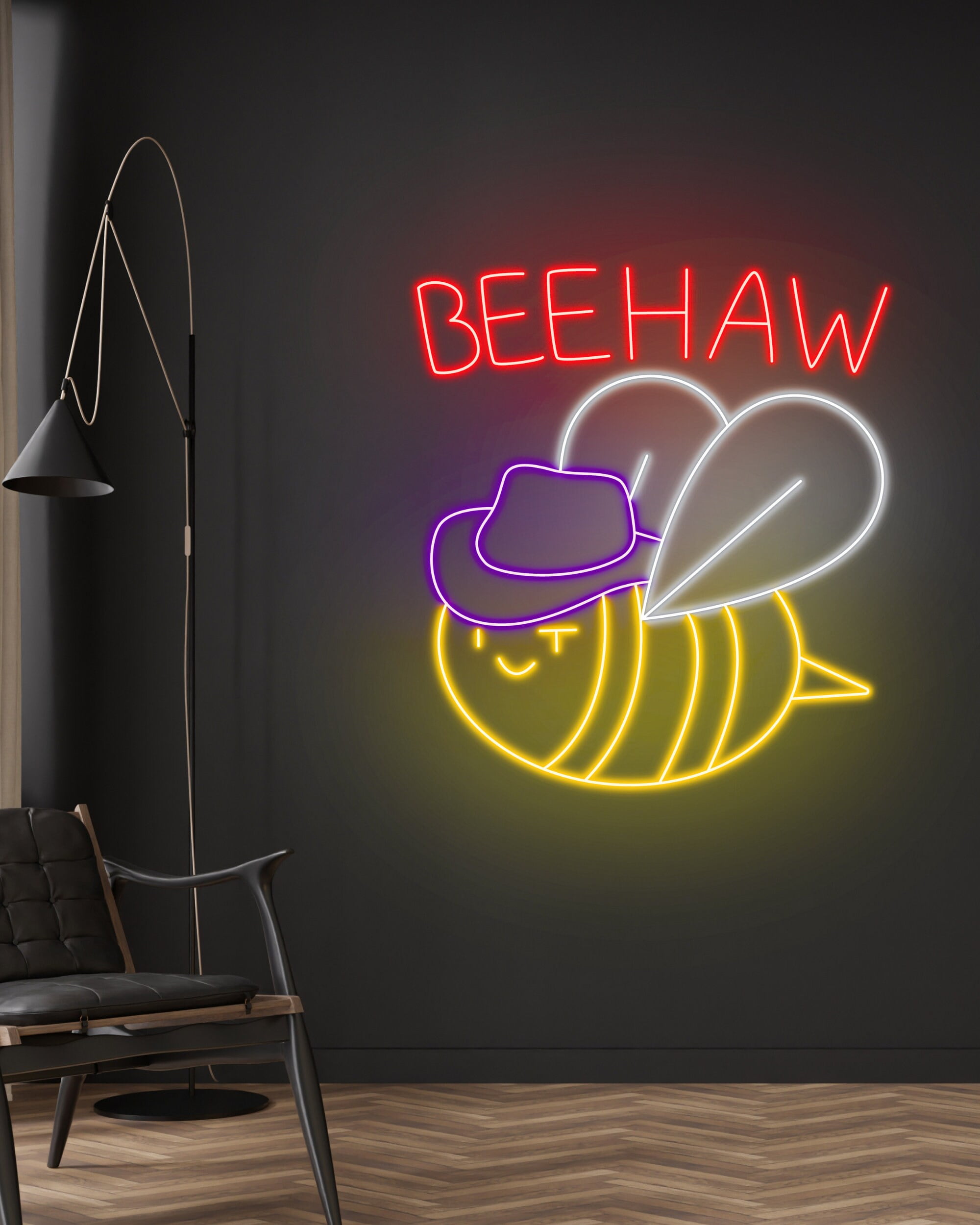 Handmadetneonsign Cowboy Bee Neon Sign, Cowboy Bee Led Signs, Cowboy ...