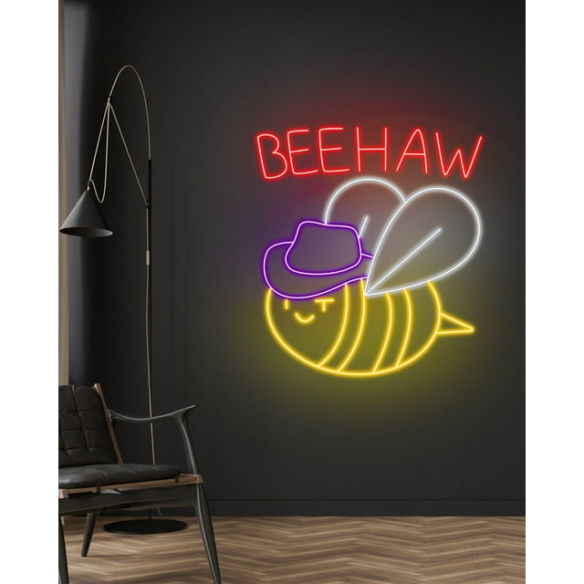 Handmadetneonsign Cowboy Bee Neon Sign, Cowboy Bee Led Signs, Cowboy ...