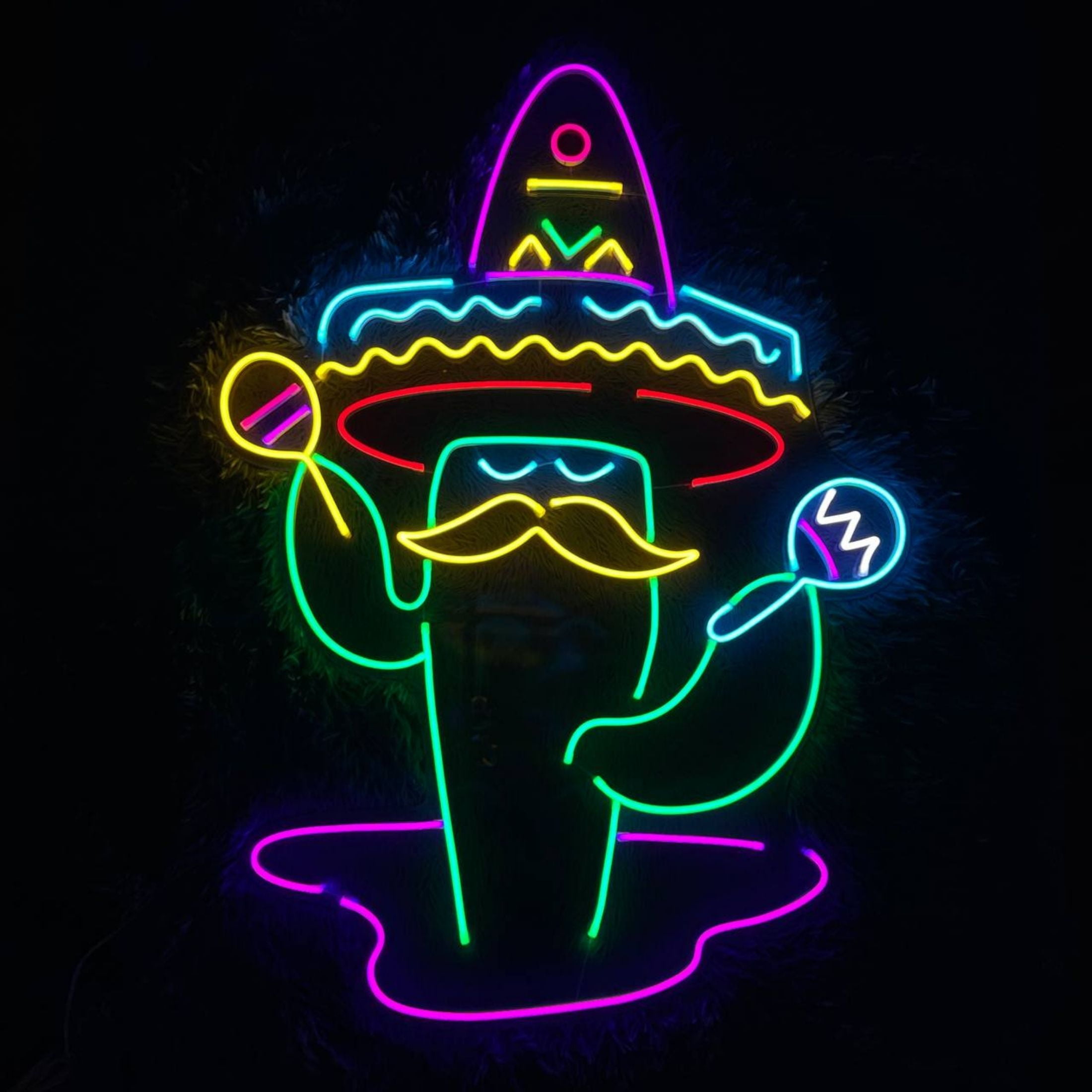 Handmadetneonsign Cowboy Cactus Neon Sign, Cactus Wall Art Decor ...