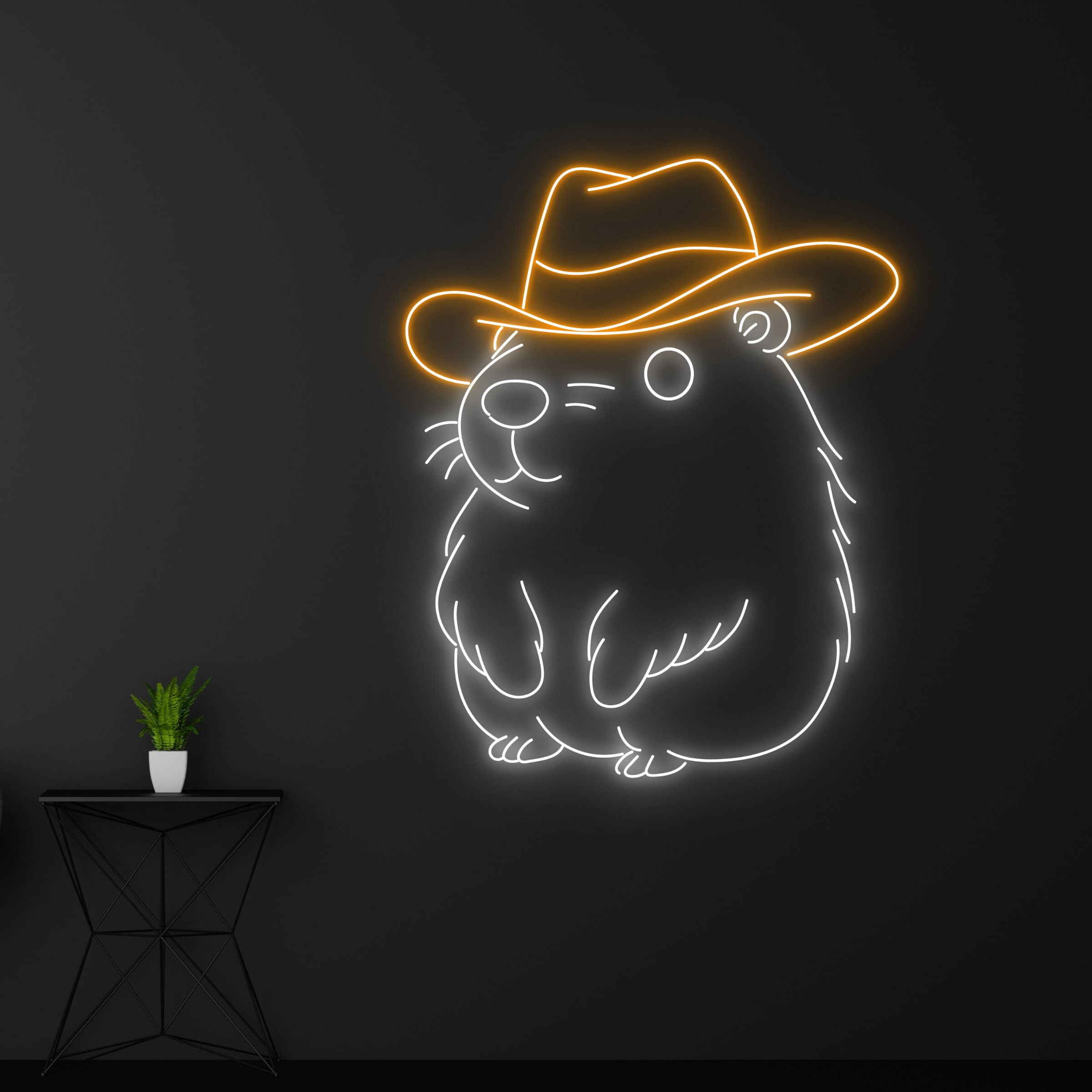 Handmadetneonsign Cowboy Capybara Neon Sign, Capybara Cowboy Led Sign ...