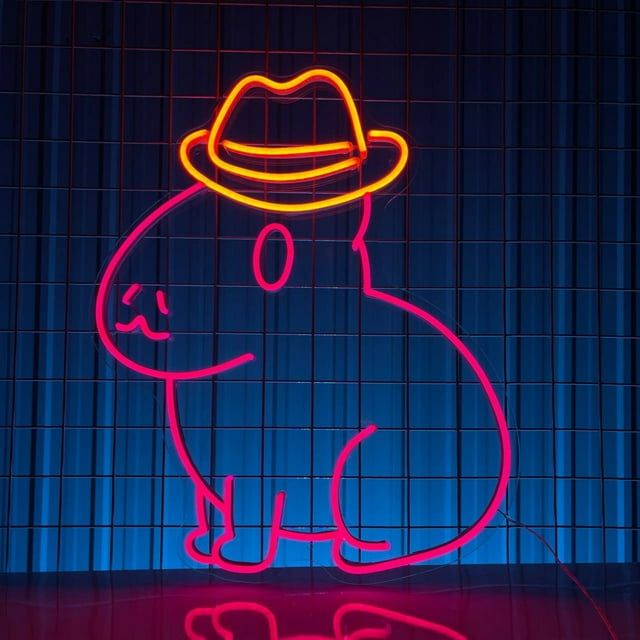 Handmadetneonsign Cowboy Capybara Neon Sign, Capybara Cowboy Led Sign ...