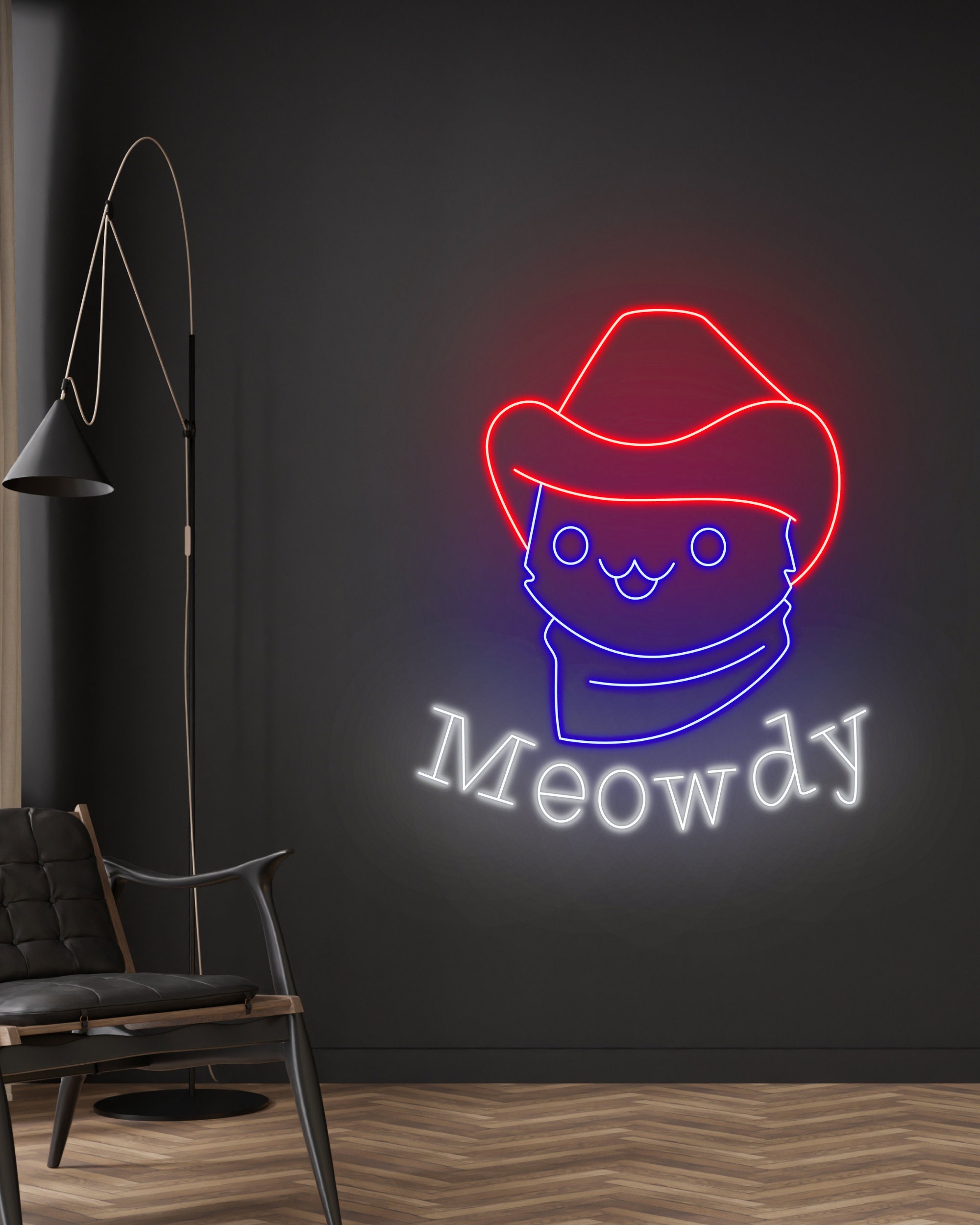 Handmadetneonsign Cowboy Cat Neon Sign, Cowboy Cat Led Signs, Cowboy ...