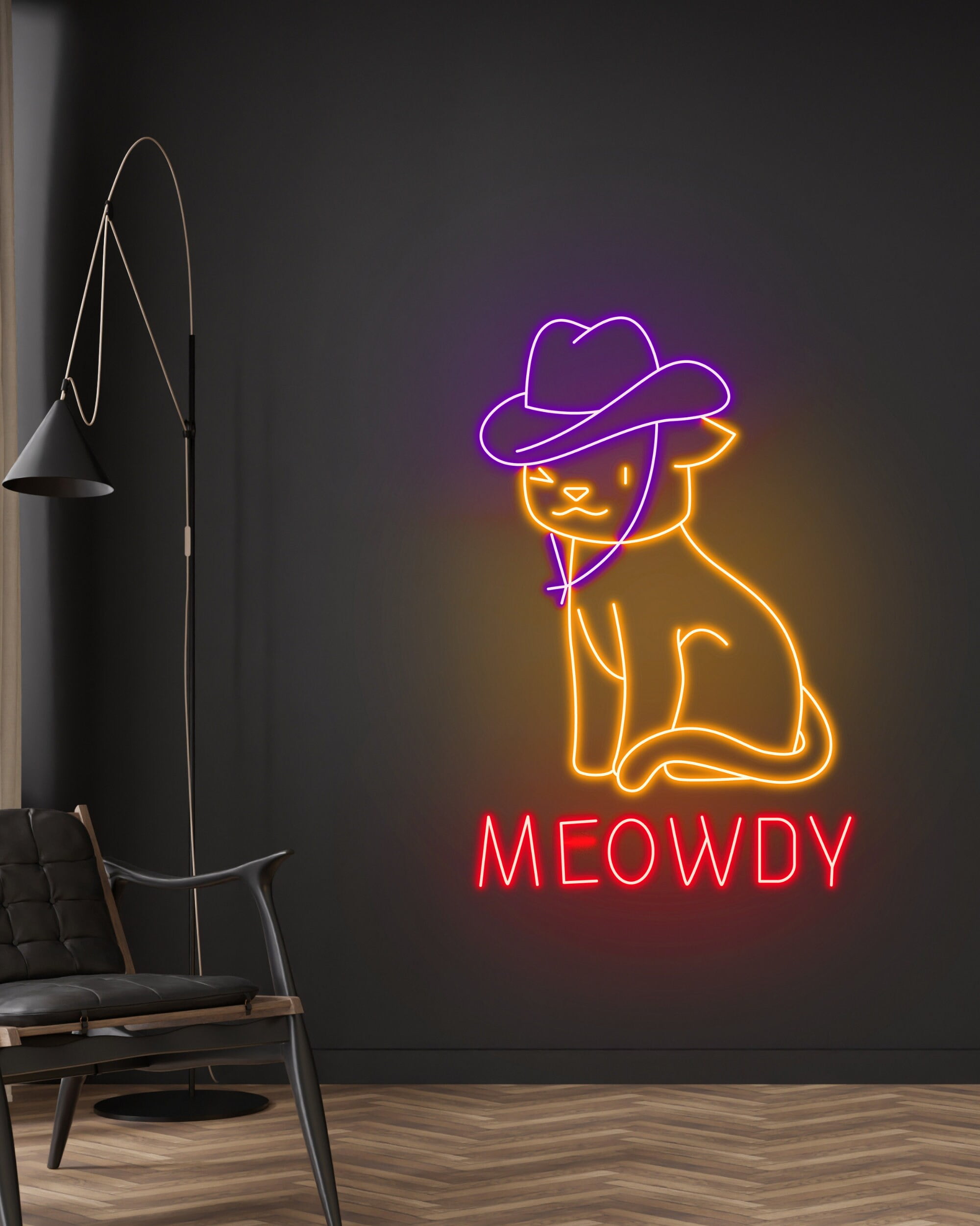 Handmadetneonsign Cowboy Cat Neon Sign, Cowboy Cat Led Signs, Cowboy ...