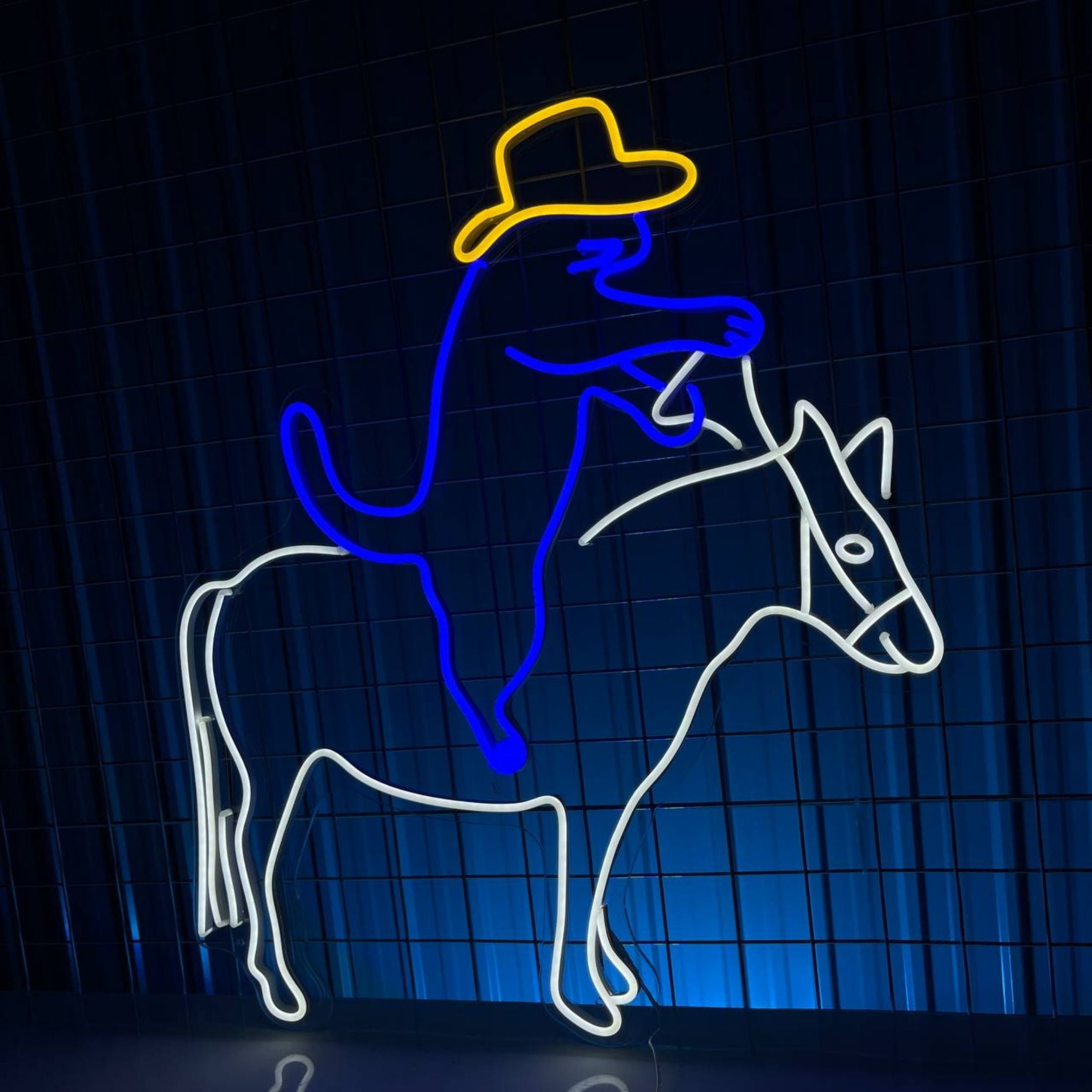 Handmadetneonsign Cowboy Cat Neon Sign, Western Cat Cowboy Wall Art ...