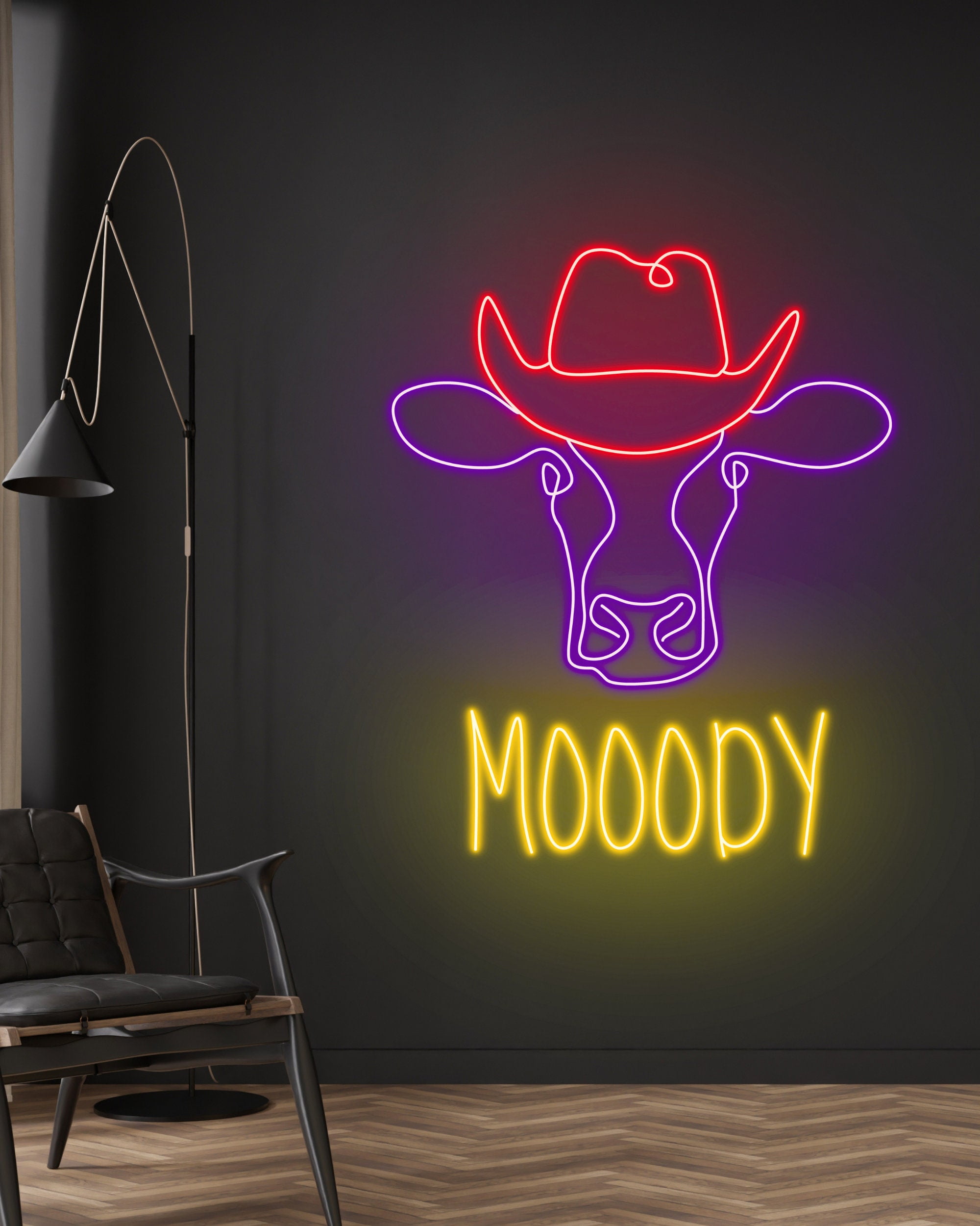 Handmadetneonsign Cowboy Cow Neon Sign, Cowboy Cow Led Signs, Cowboy ...