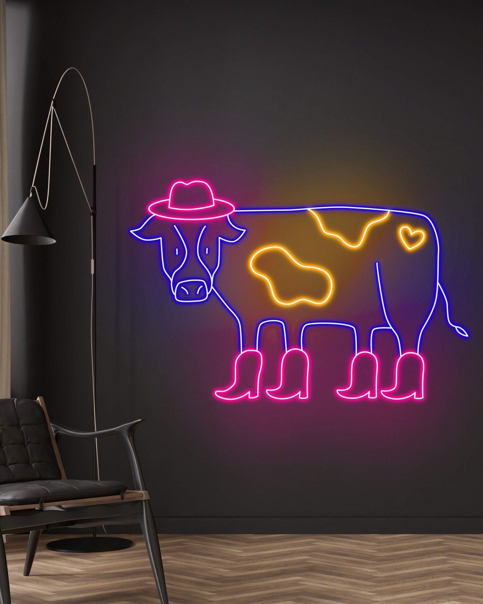 Handmadetneonsign Cowboy Cow Neon Sign, Cowboy Cow Led Signs, Cowboy ...