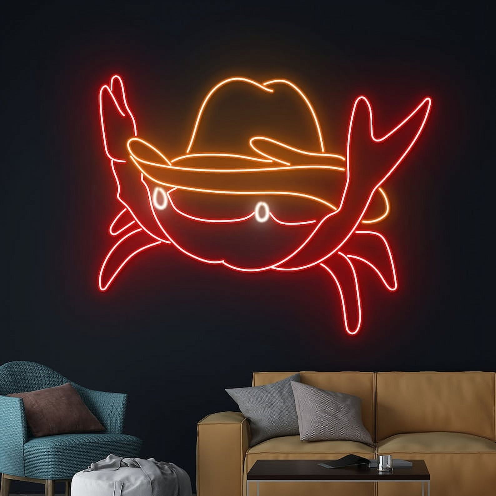 Handmadetneonsign Cowboy Crab Neon Sign, Cowboy Hat Crab Led Sign ...