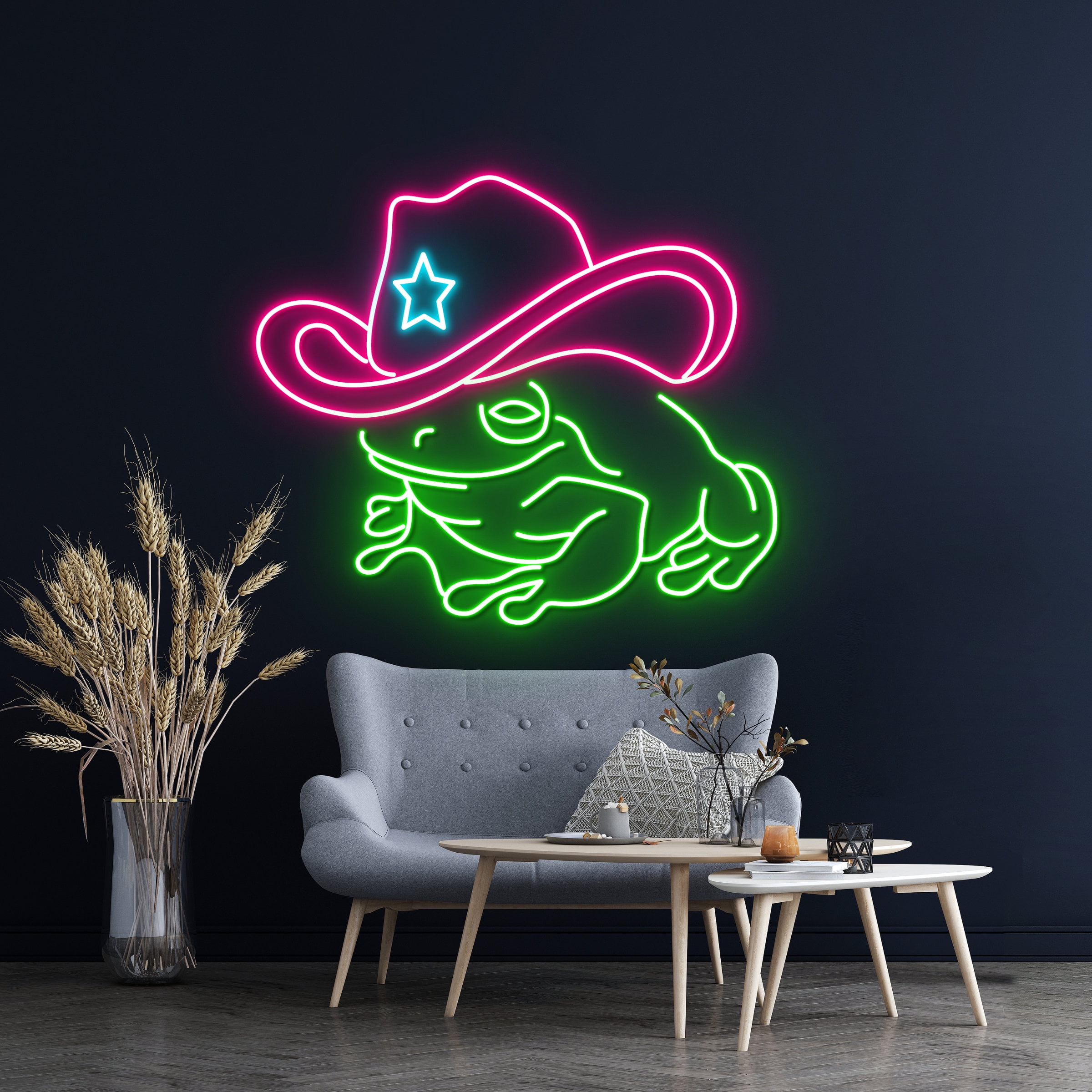 Handmadetneonsign Cowboy Frog Neon Sign, Cowboy Frog Led Signs, Cowboy ...
