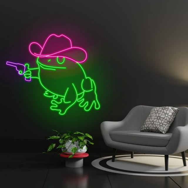 Handmadetneonsign Cowboy Frog Neon Sign, Cowboy Frog Led Signs, Cowboy ...