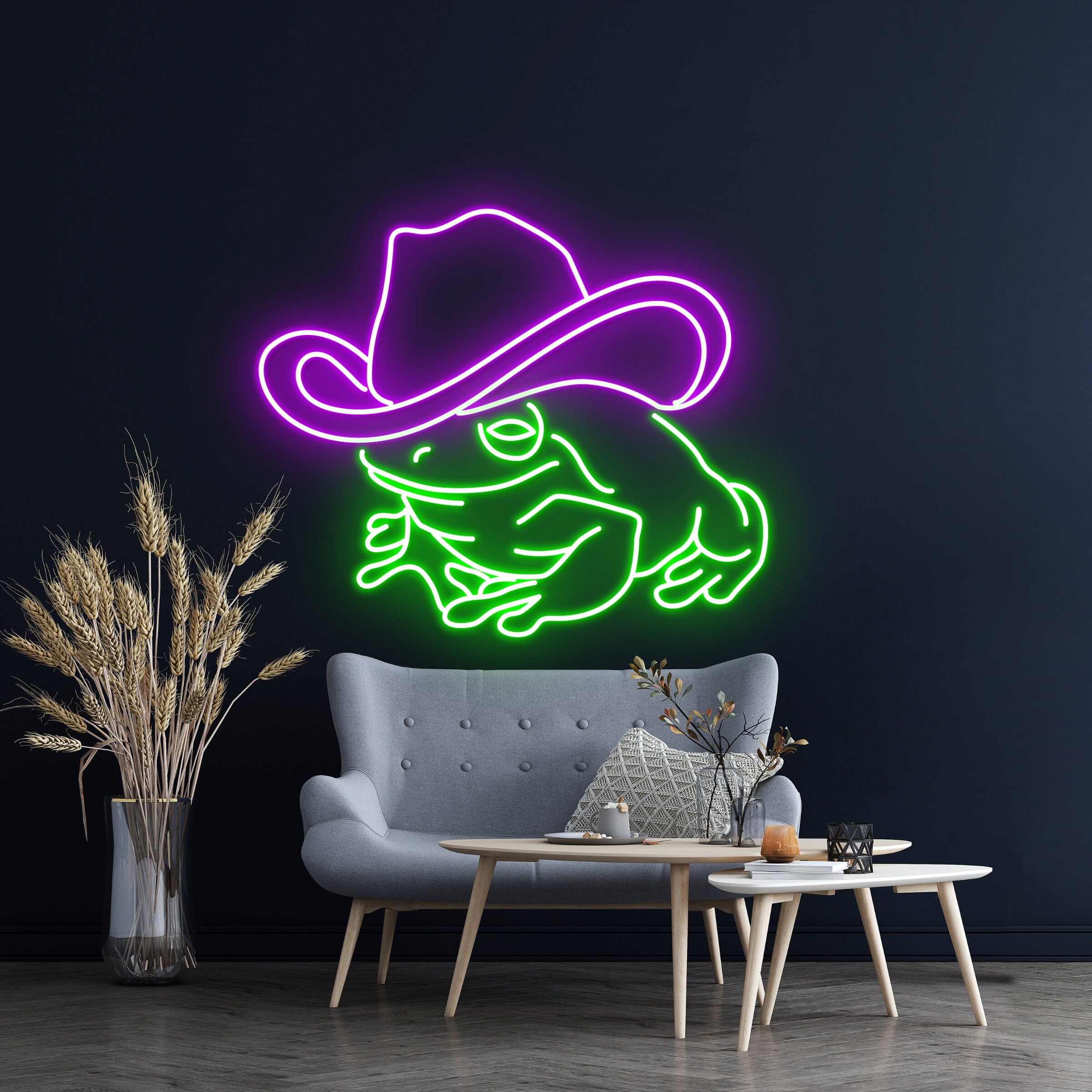 Handmadetneonsign Cowboy Frog Neon Sign, Cowboy Frog Led Signs, Cowboy ...
