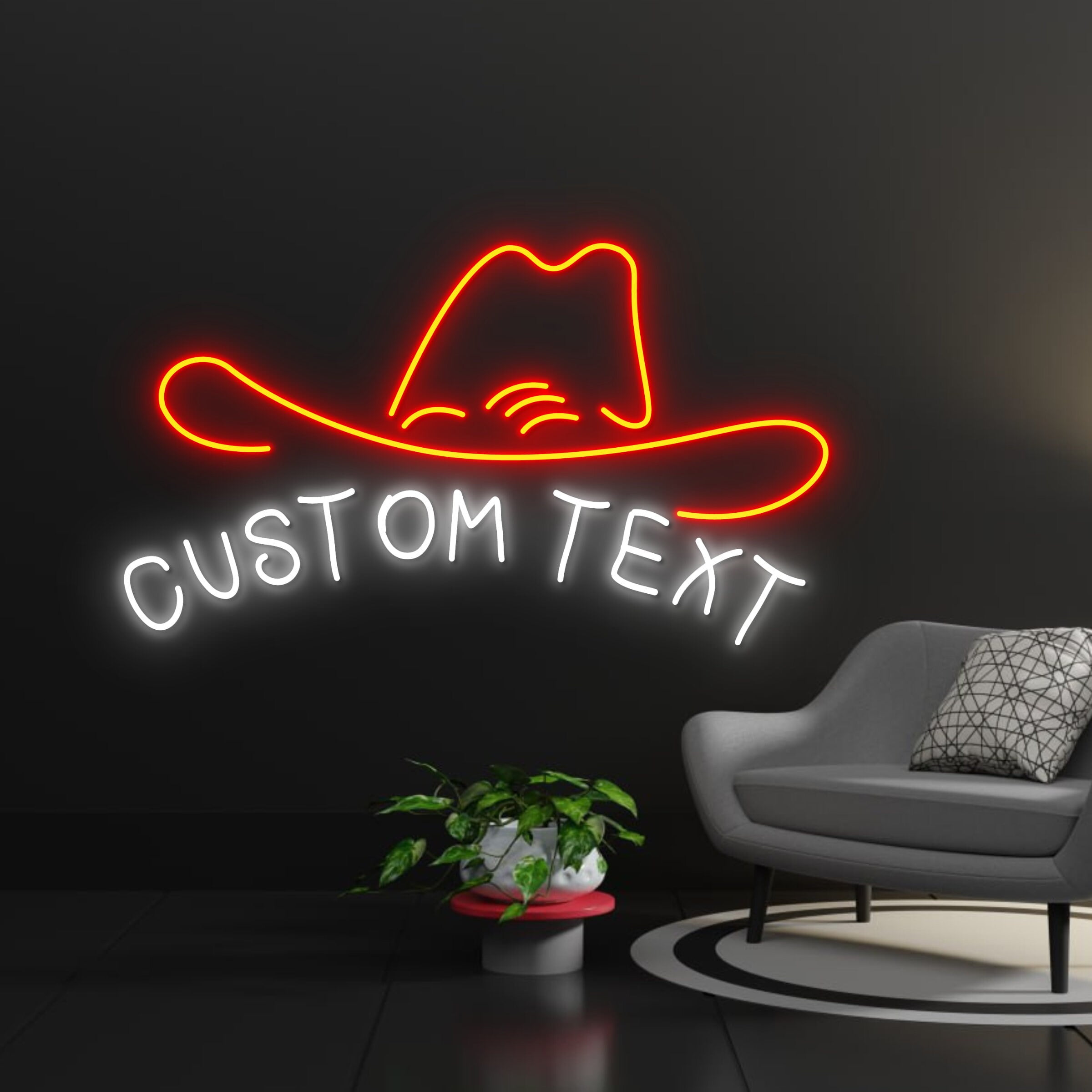 Handmadetneonsign Cowboy Hat Led Sign, Cowboy Hat Neon Sign, Wall Decor ...