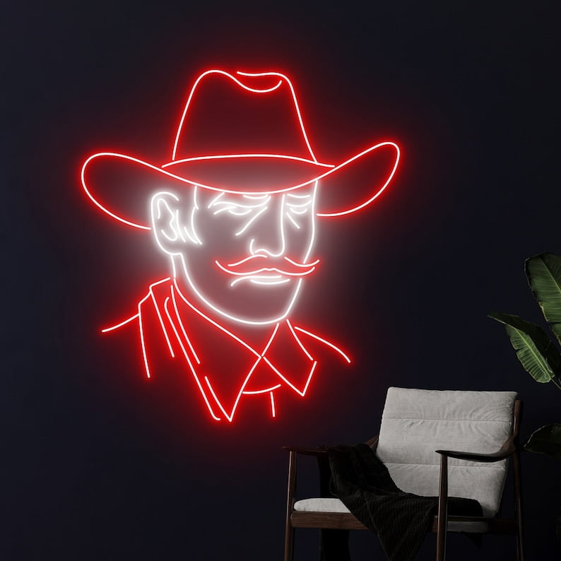 Handmadetneonsign Cowboy Neon Sign, Cowboy Man Led Light, Western Man ...