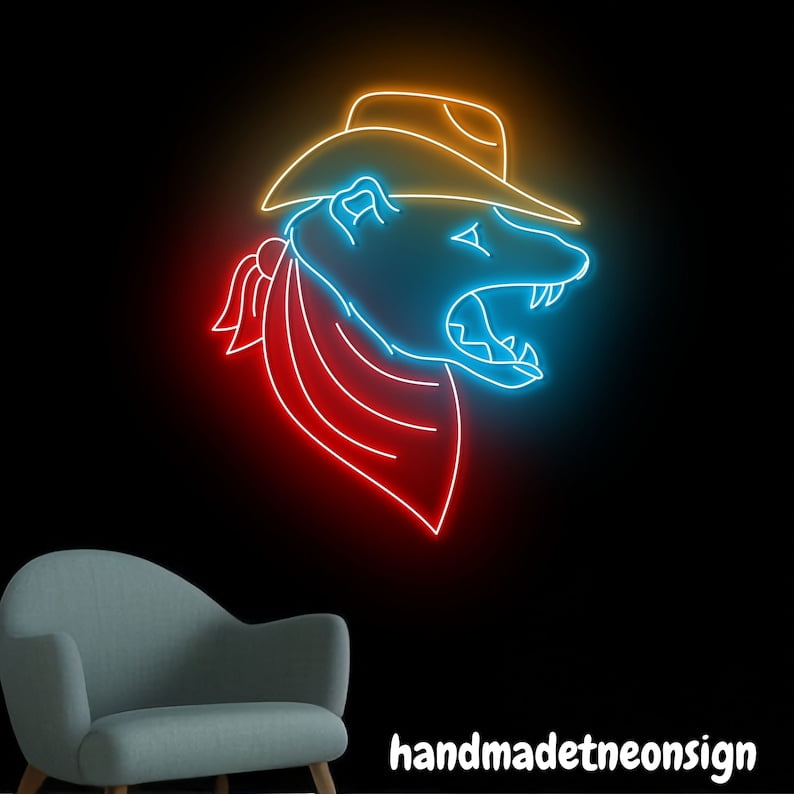 Handmadetneonsign Cowboy Opossum Neon Sign, Western Cowboy Wall Art ...
