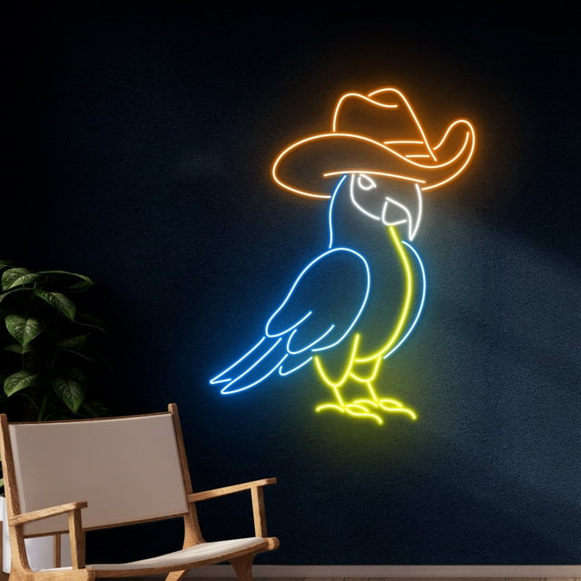 Handmadetneonsign Cowboy Parrot Neon Light, Parrot Cowboy Led Light ...