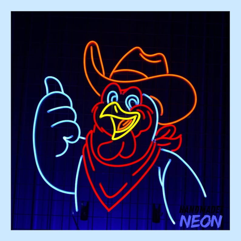 Handmadetneonsign Cowboy Rooster Neon Sign, Chicken Led Sign, Cowboy ...