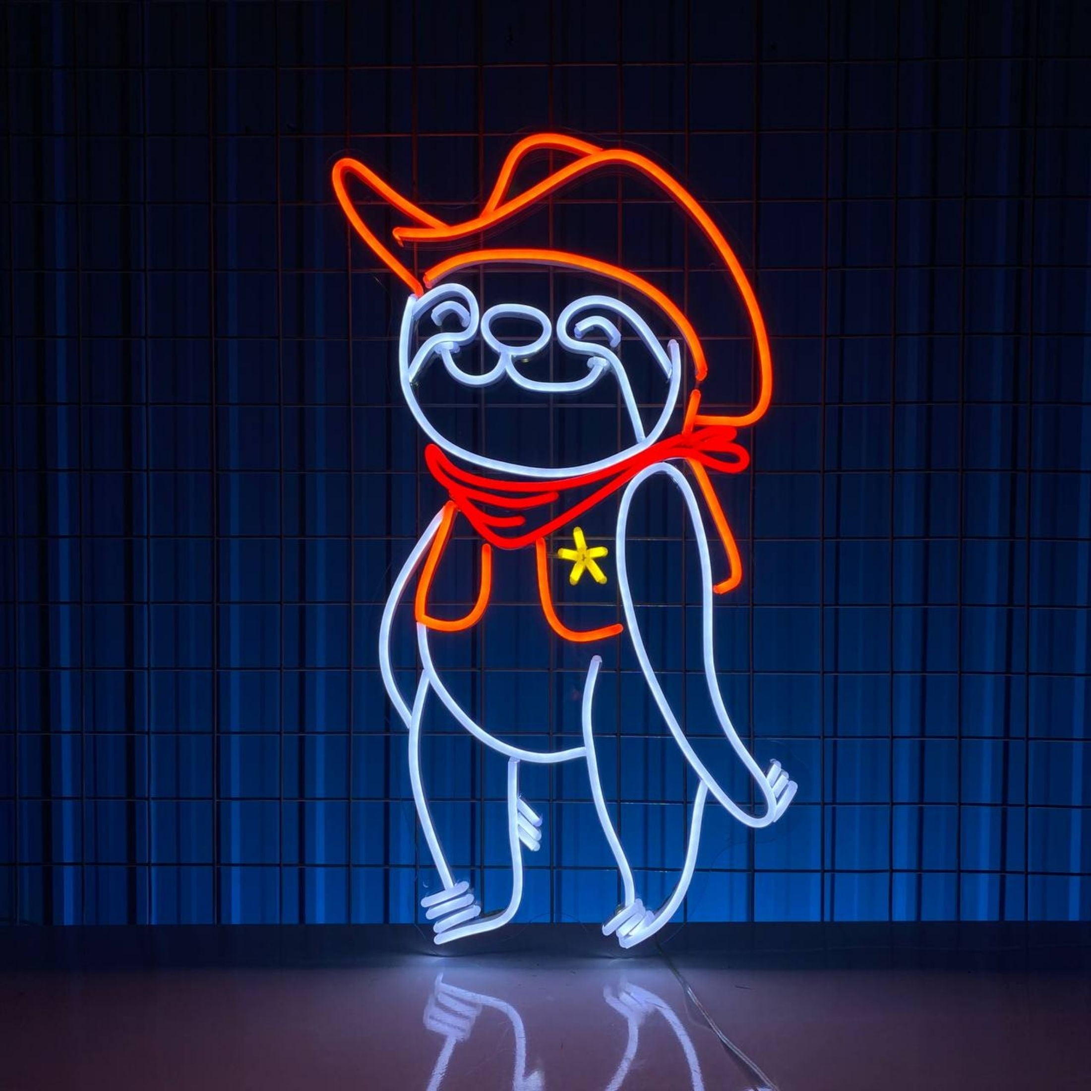 Handmadetneonsign Cowboy Sloth Neon Sign, Cute Cowboy Sloth Wall Art ...