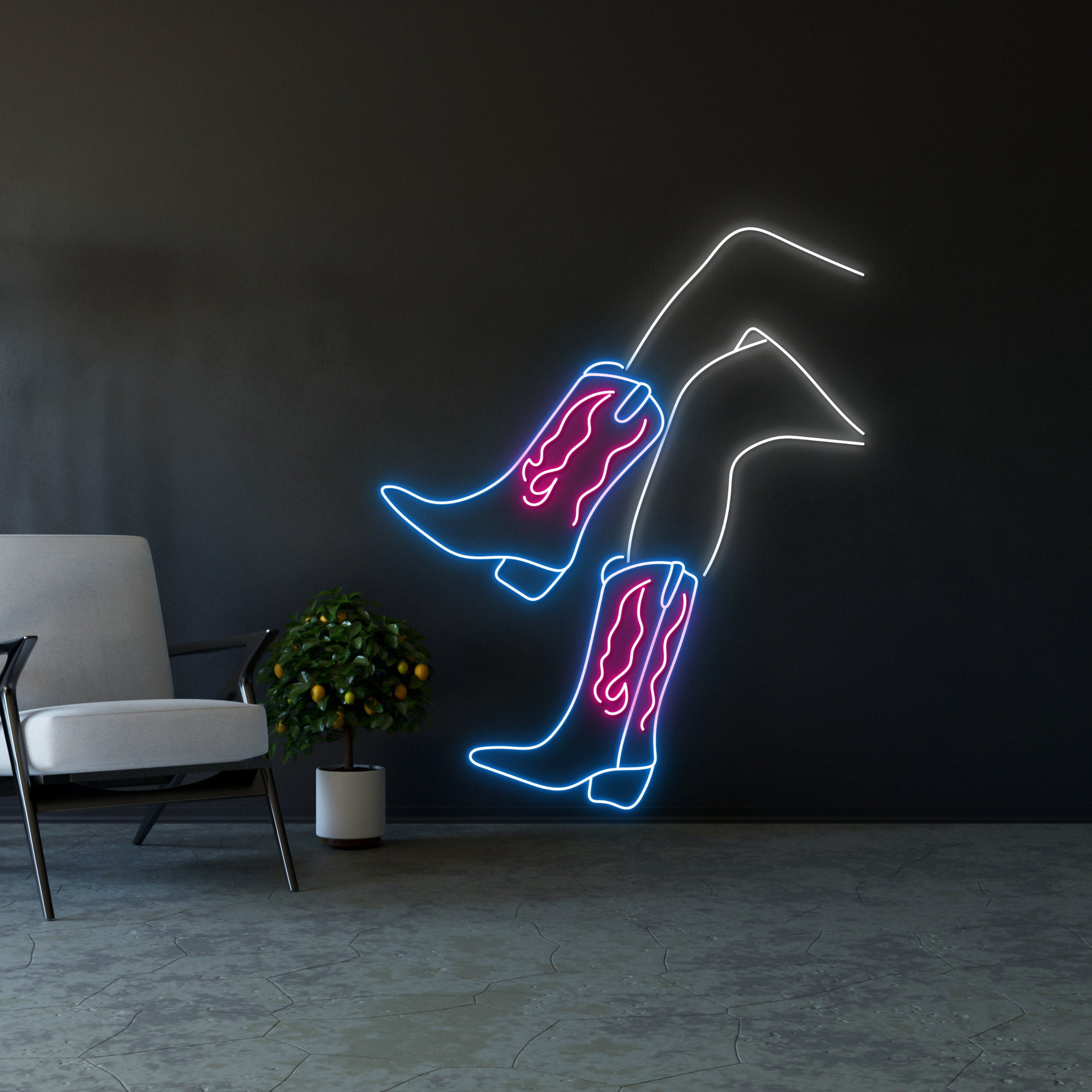 Handmadetneonsign Cowgirl Boots Led Sign Cowgirl Legs Led Lights