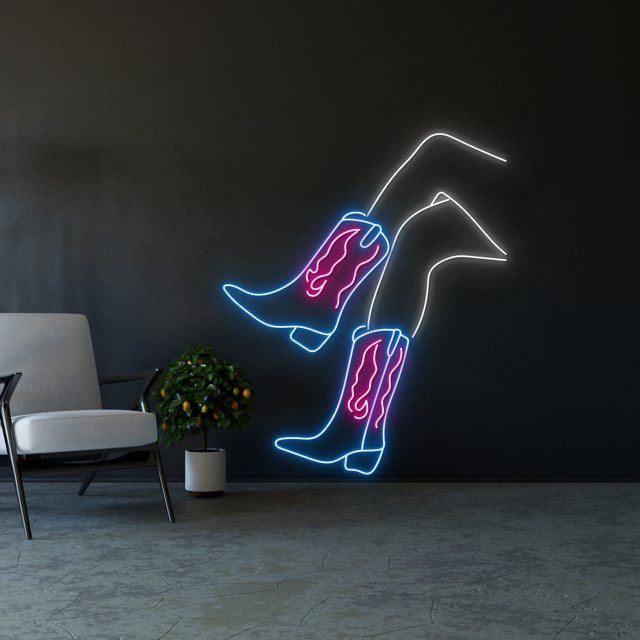 Handmadetneonsign Cowgirl Boots Led Sign, Cowgirl Legs Led Lights ...