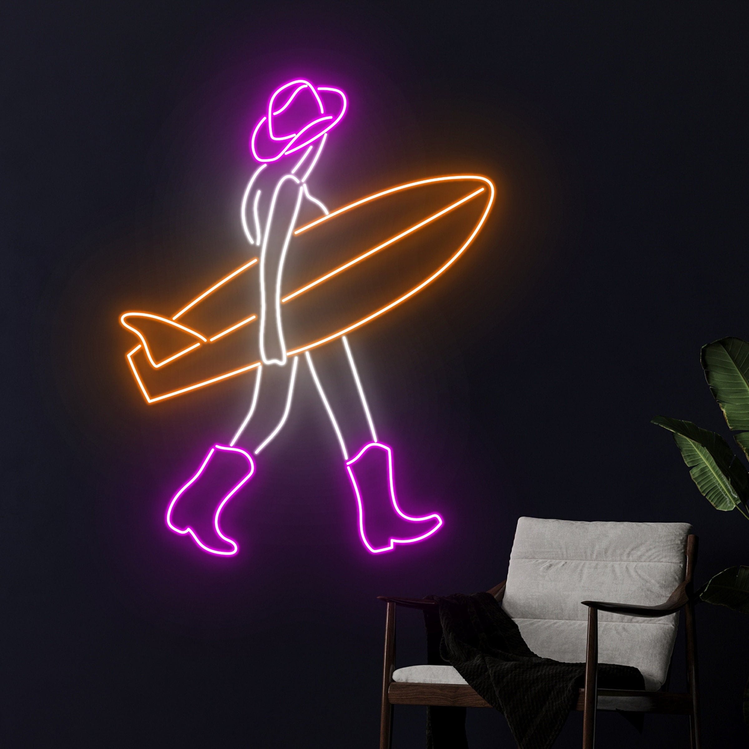 Handmadetneonsign Cowgirl Surfing Neon Sign, Surfer Cowgirl Neon Light ...