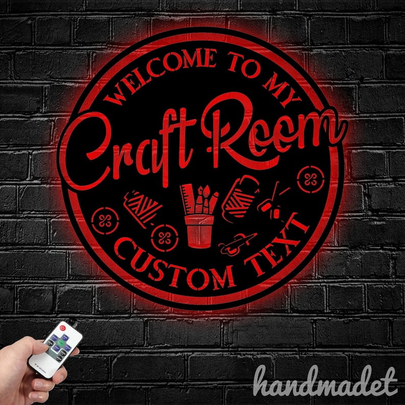 Handmadetneonsign Craft Room Metal Wall Art Light, Craft Room Metal ...