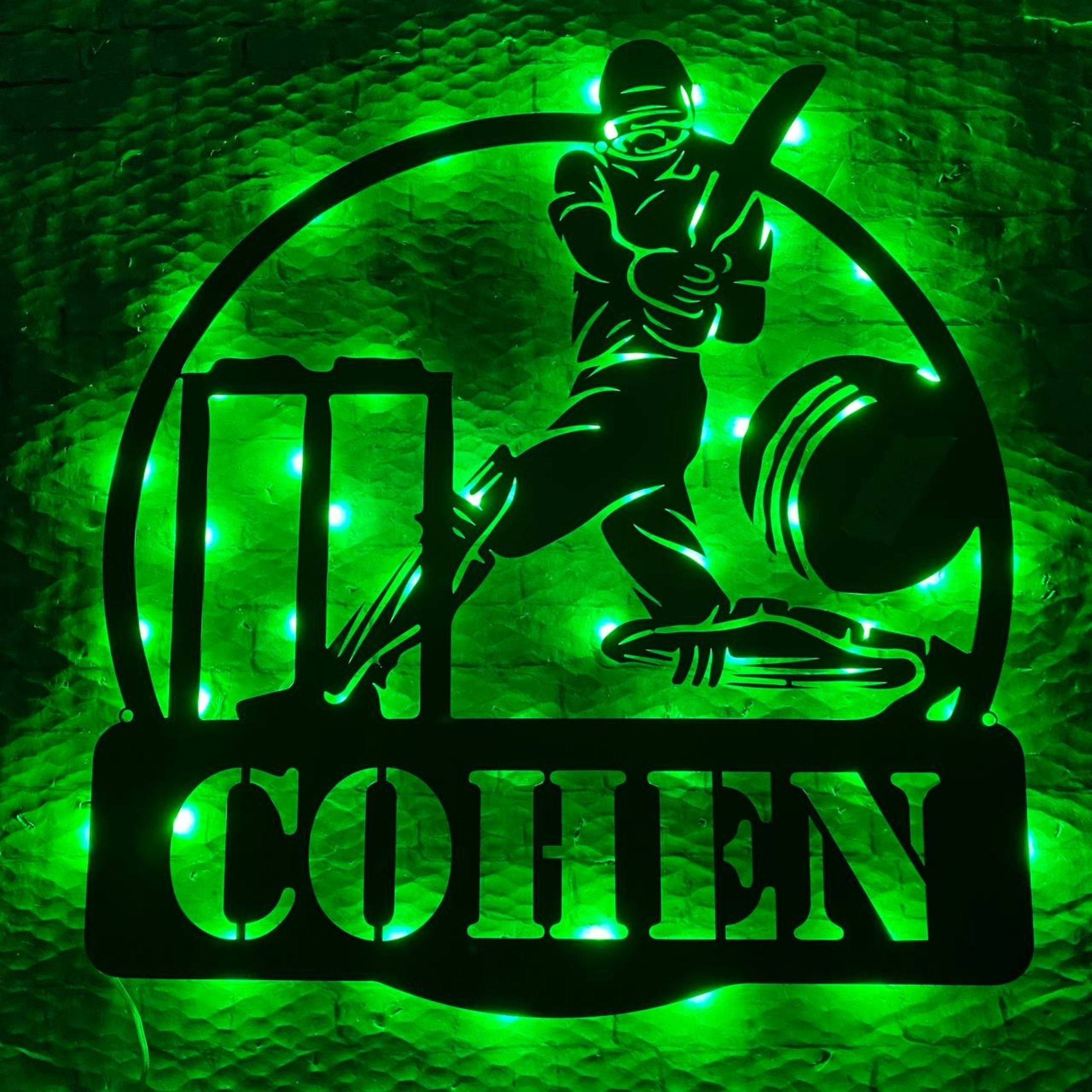 Handmadetneonsign Cricket Batsman Metal Wall Art Light, Cricket Player ...