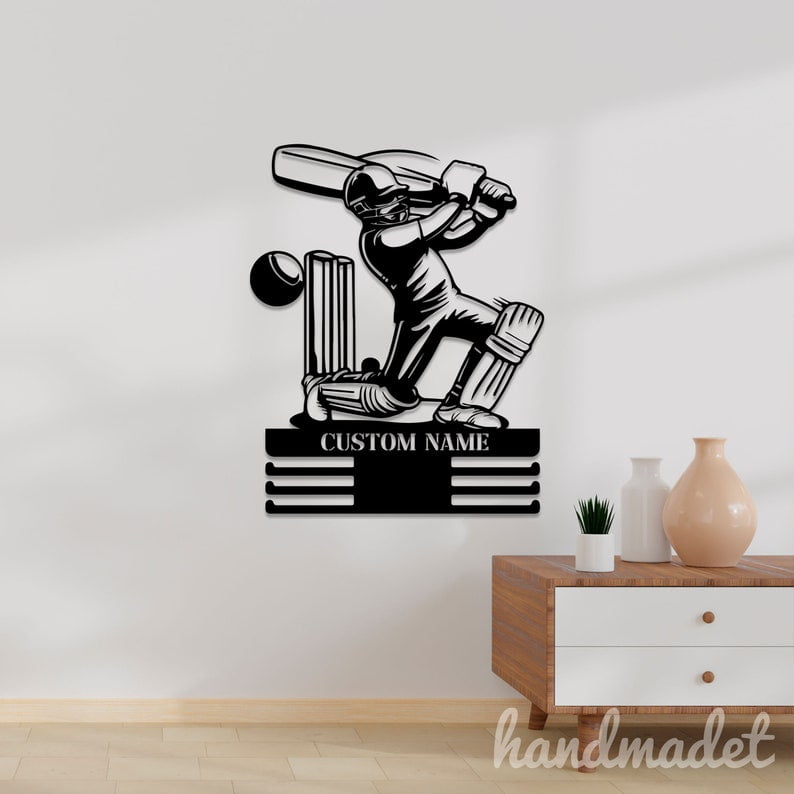 Handmadetneonsign Cricket Player Medal Hanger Metal Wall Art Light ...