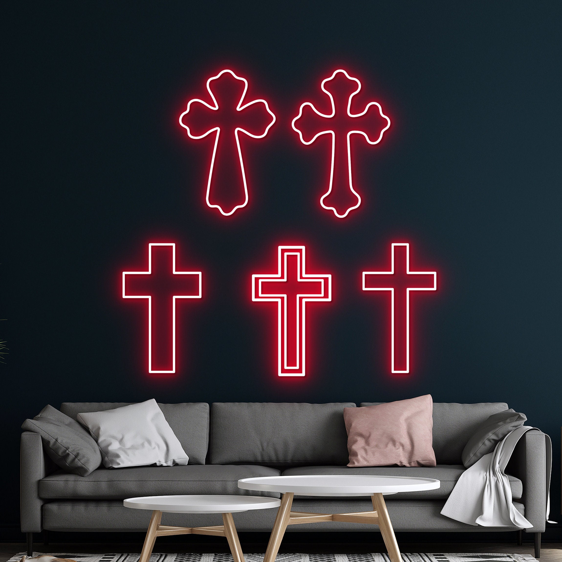 Handmadetneonsign Cross Led Sign, Cross Jesus Neon Sign, Wall Decor ...