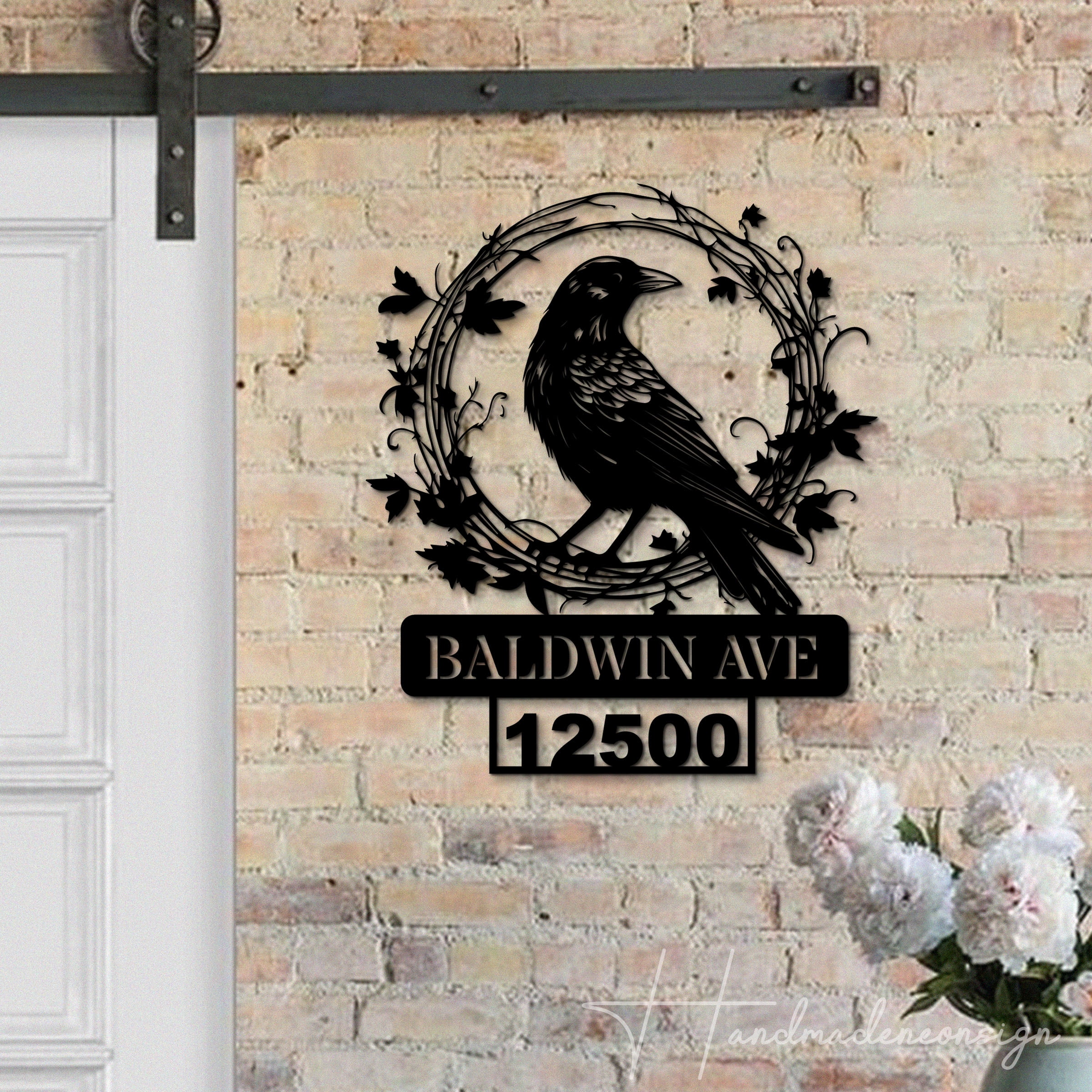 Handmadetneonsign Crow House Number Metal Wall Art LED Light ...