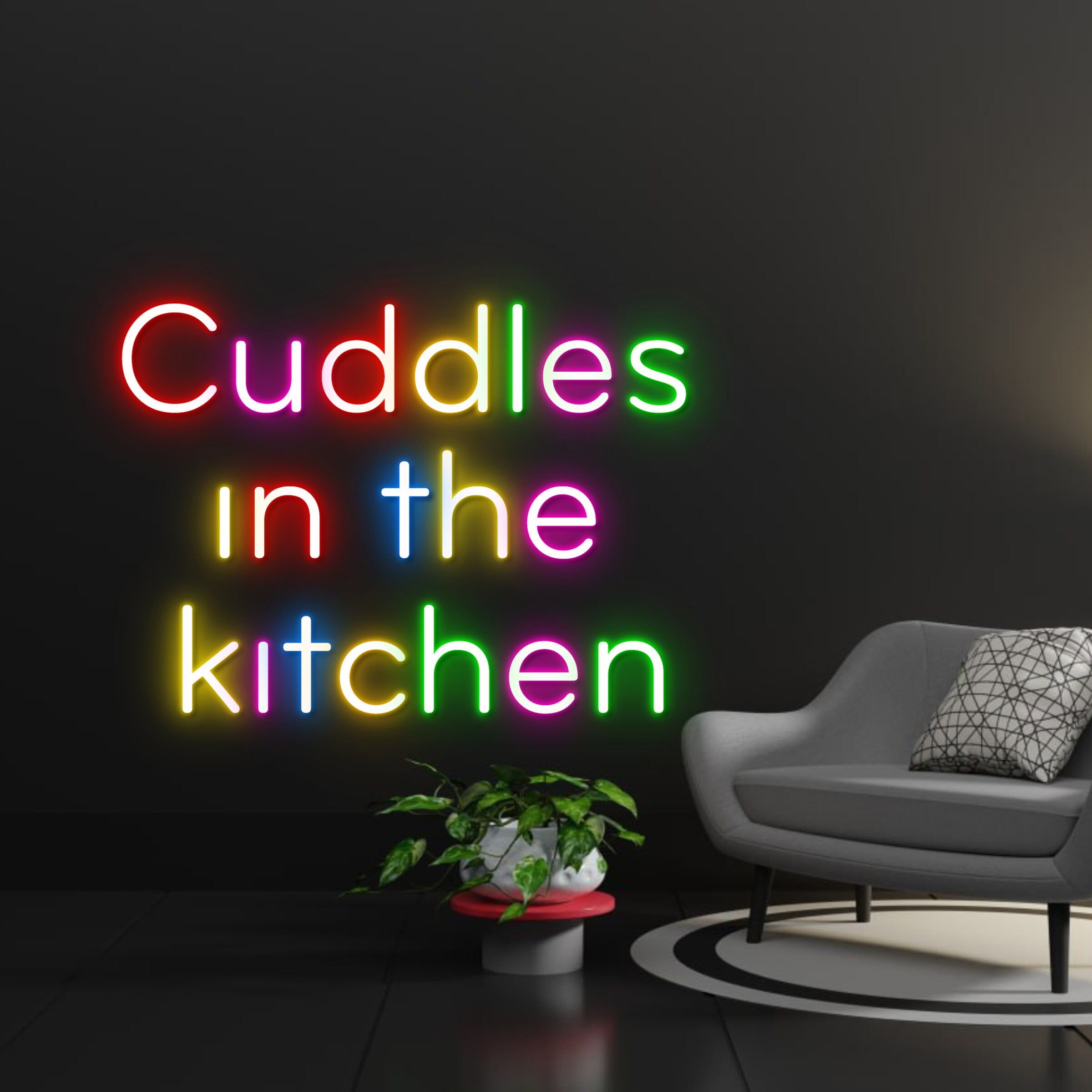 Handmadetneonsign Cuddles In The Kitchen Led Sign, Cuddles In The ...