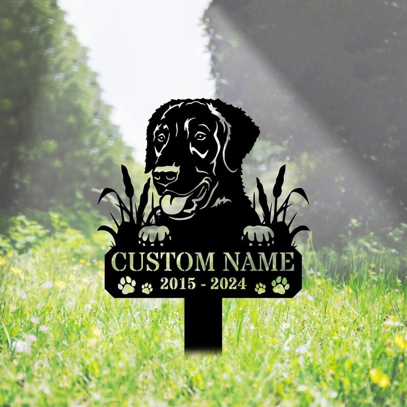 Handmadetneonsign Curly Coated Retriever Dog Memorial Metal With Stake ...