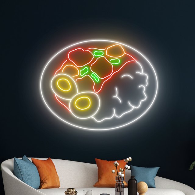 Handmadetneonsign Curry Rice Neon Sign, Curry Rice Neon Light, Curry ...