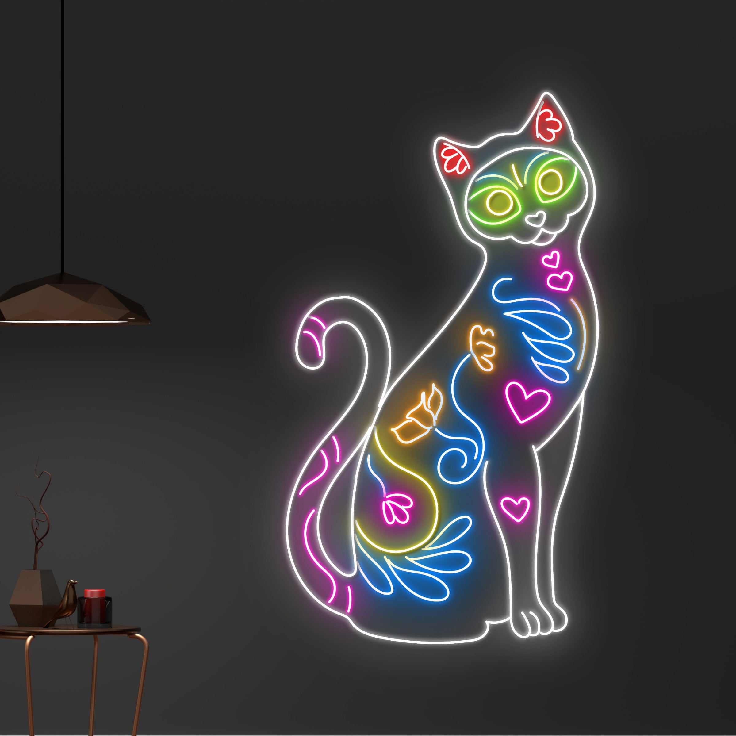 Handmadetneonsign Custom Abstract Cat Neon Sign, Wild Cat LED Sign ...