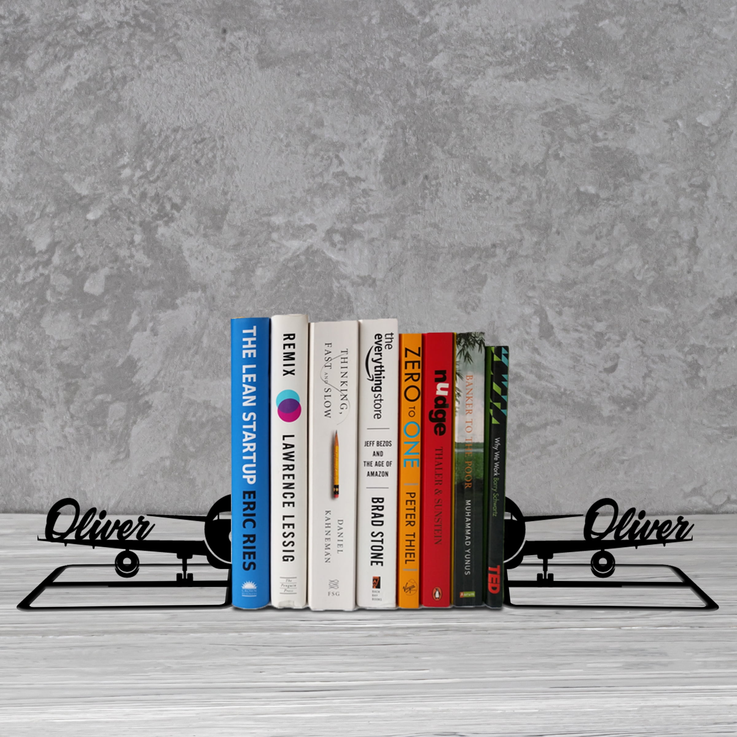 Handmadetneonsign Custom Airplane Metal Bookends, Airplane Name Bookend ...