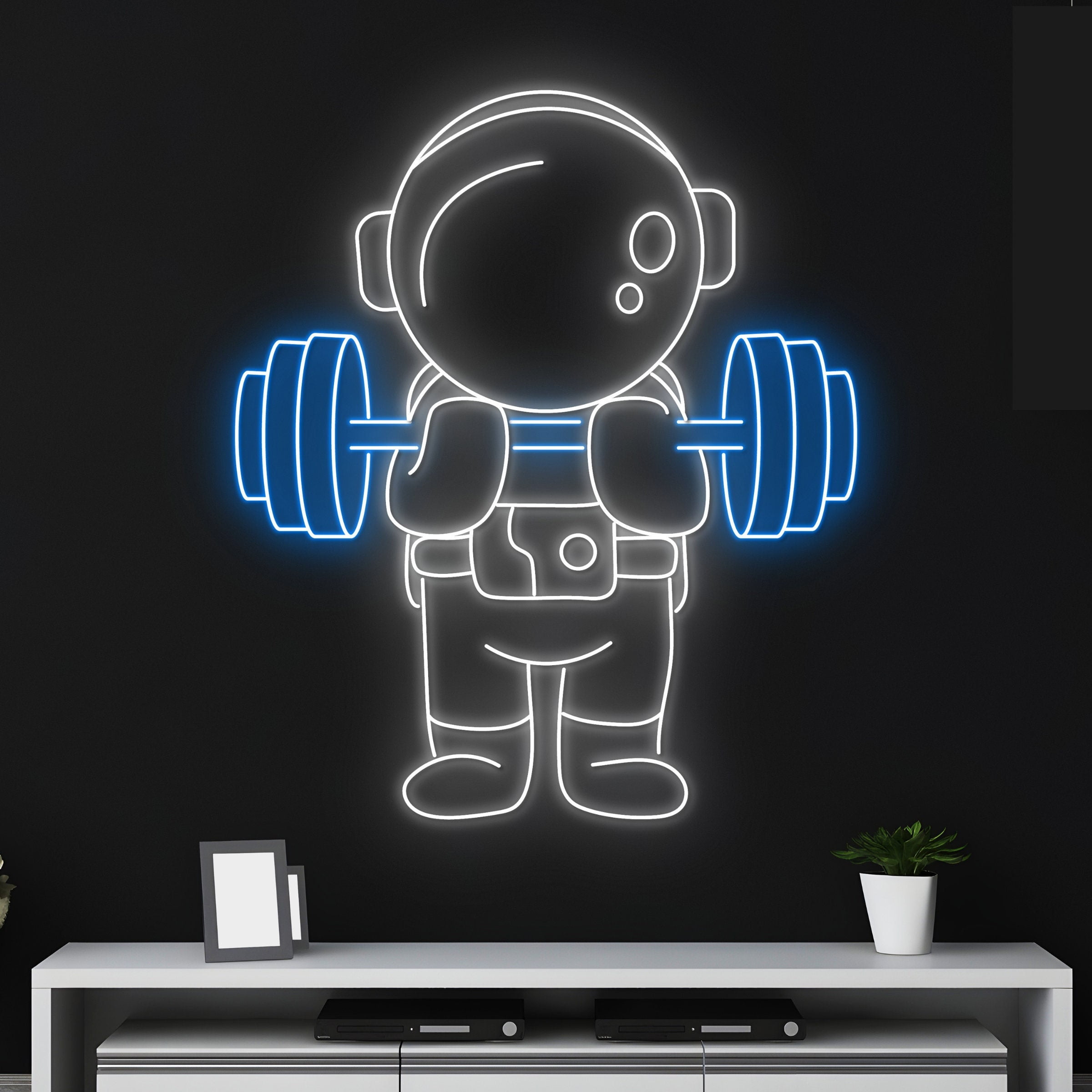 Handmadetneonsign Custom Astronaut Workout Led Sign, Astronaut Lift ...