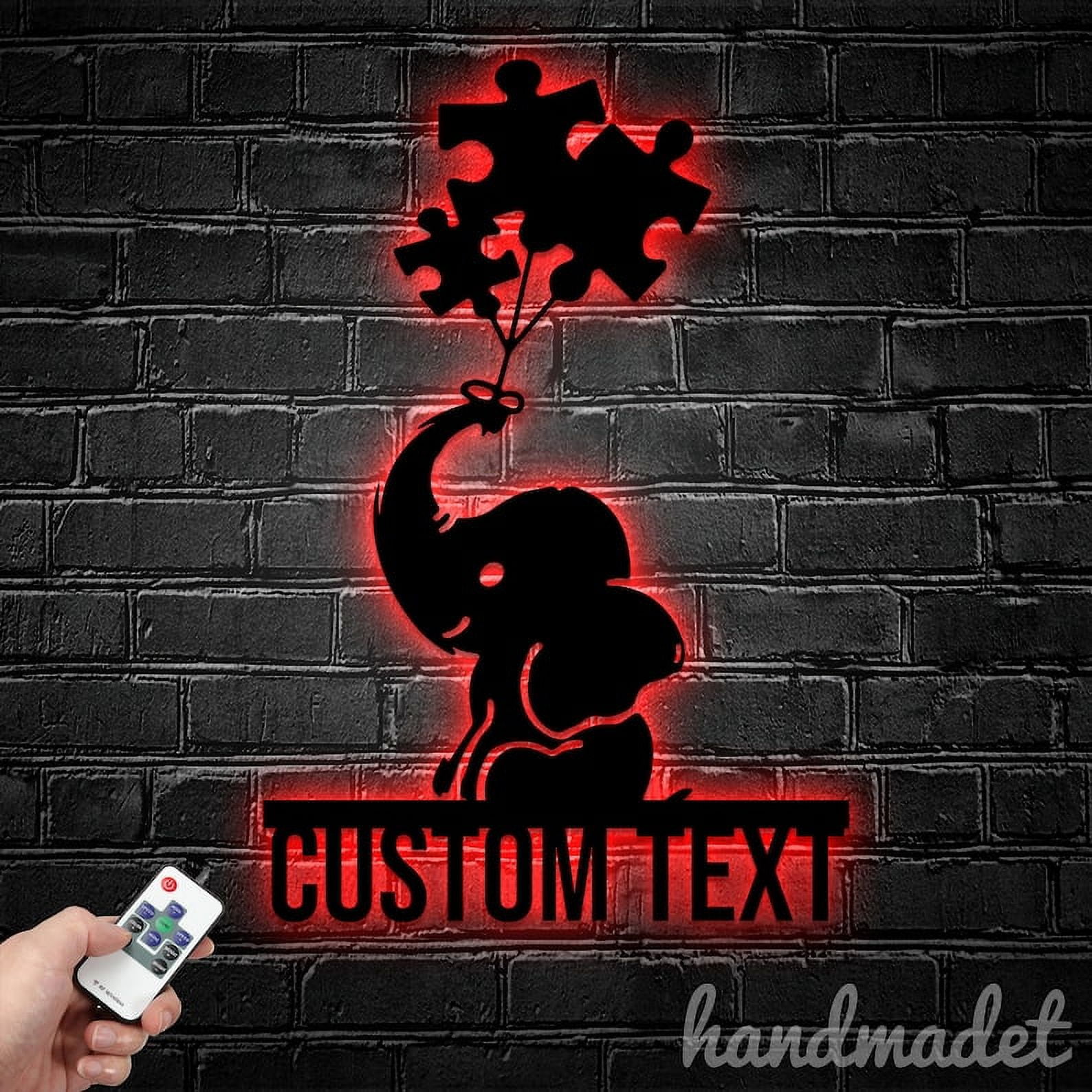 Handmadetneonsign Custom Autism Awareness Puzzle Elephant Metal Wall ...