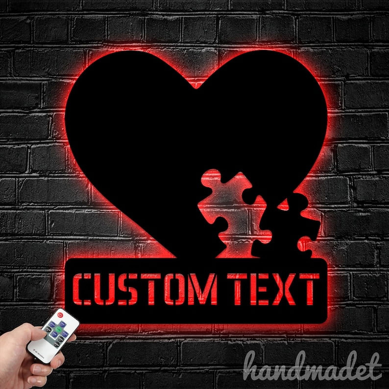 Handmadetneonsign Custom Autism Awareness Puzzle Heart Metal Wall Art ...