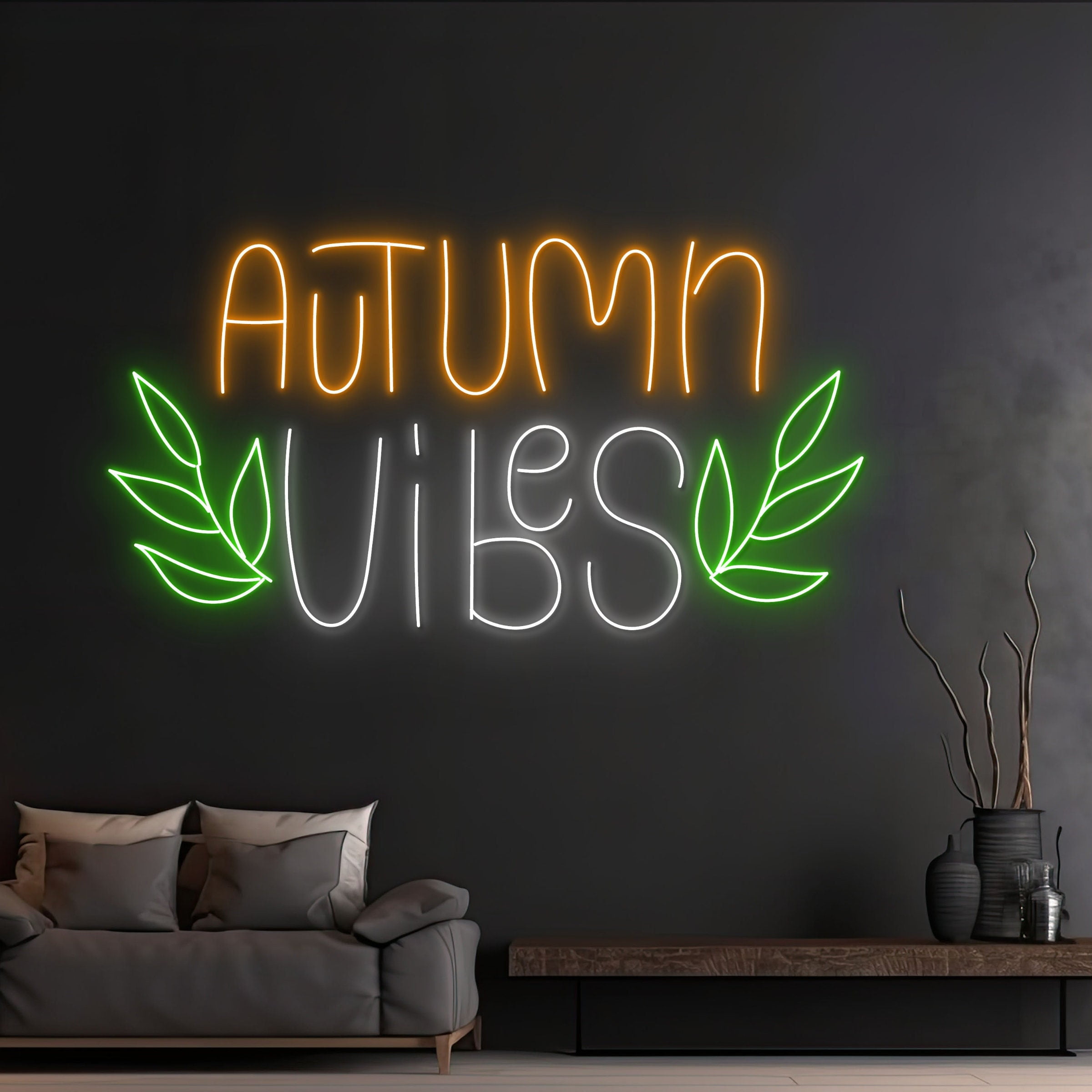 Handmadetneonsign Custom Autumn Vibes Neon Sign, Personalized Quote ...