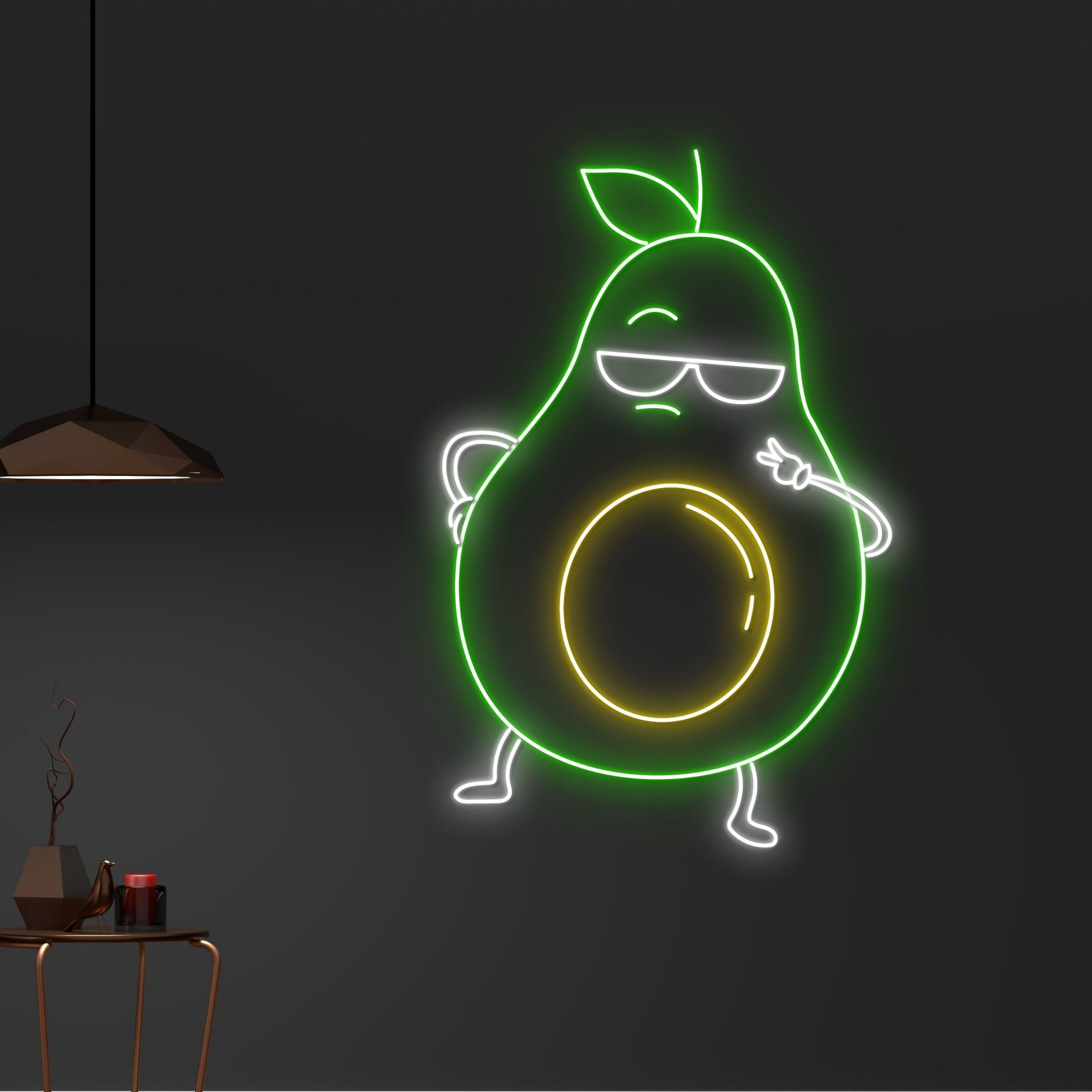 Handmadetneonsign Custom Avocado in Glasses Neon Sign, Avocado V Hand ...