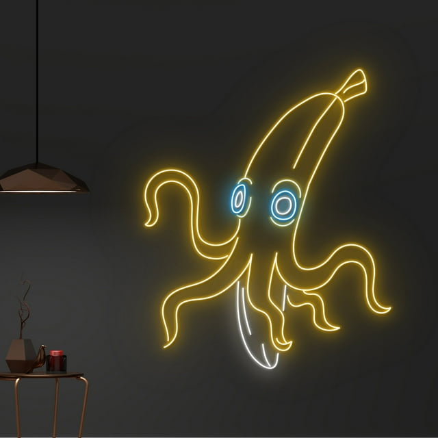 Handmadetneonsign Custom Banana Squid Neon Sign, Banana Octopus LED ...