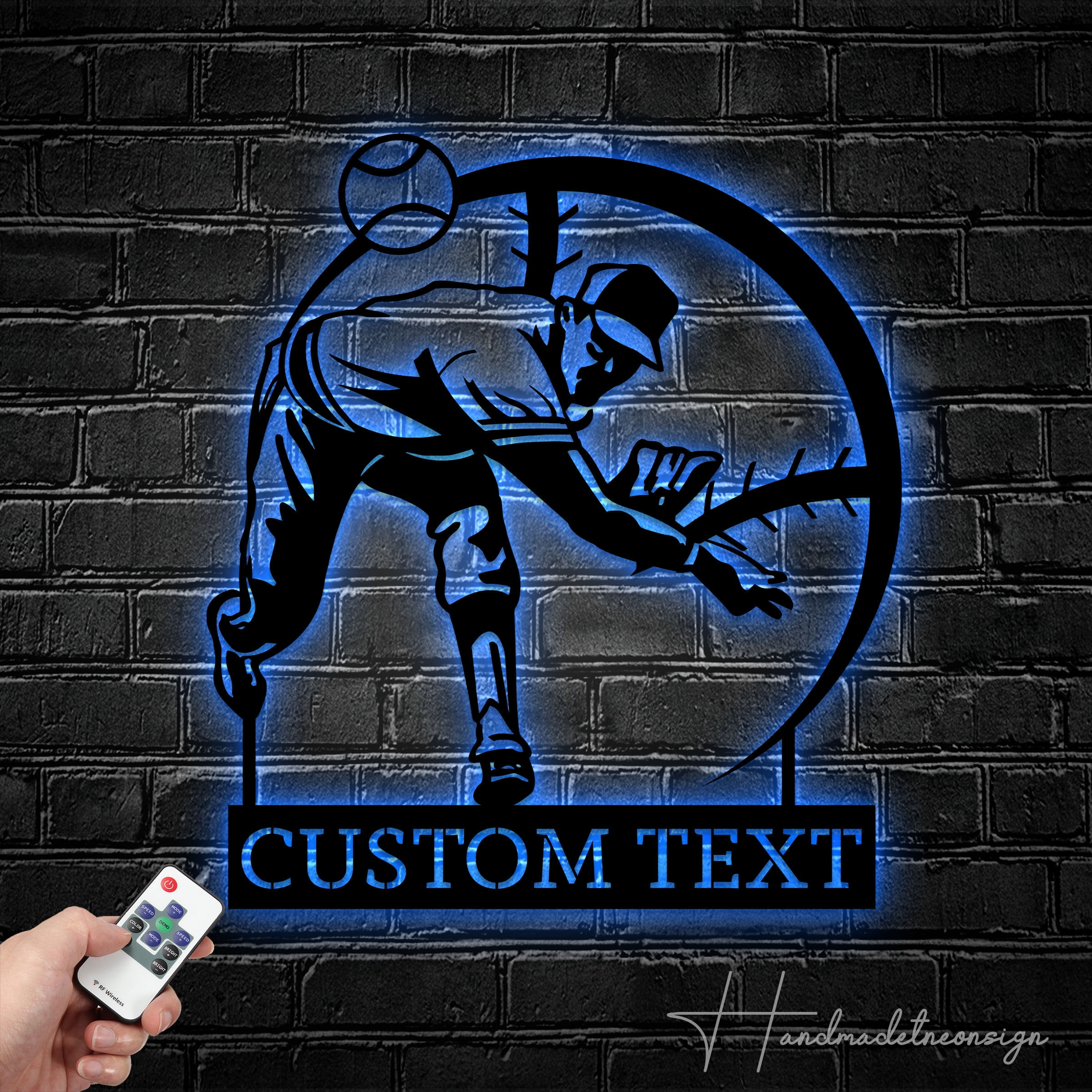 Handmadetneonsign Custom Baseball Player Metal Wall Art LED Light ...