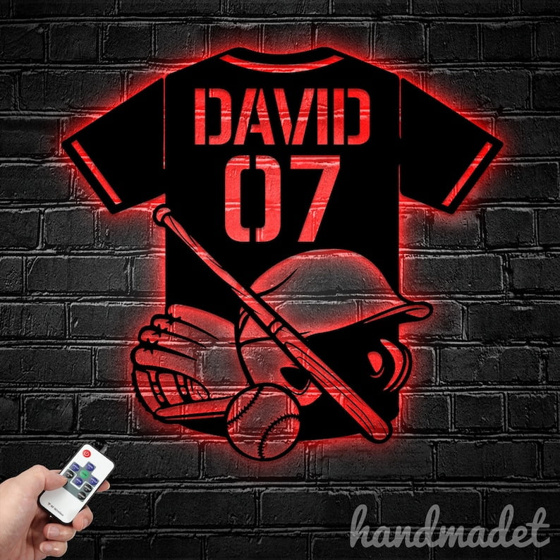 Handmadetneonsign Custom Baseball Player Metal Wall Art LED Light ...