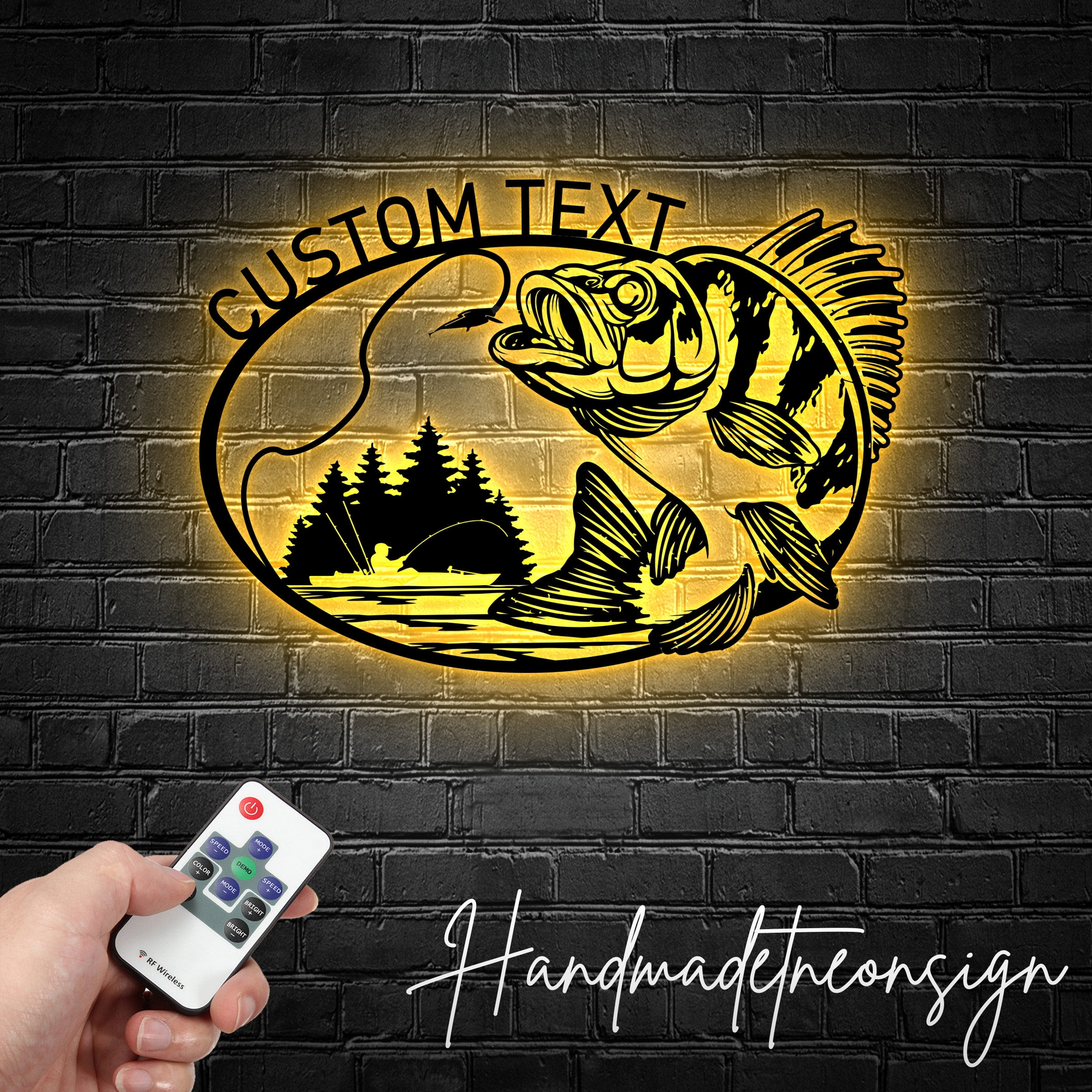 Handmadetneonsign Custom Bass Fishing Metal Wall LED Light ...