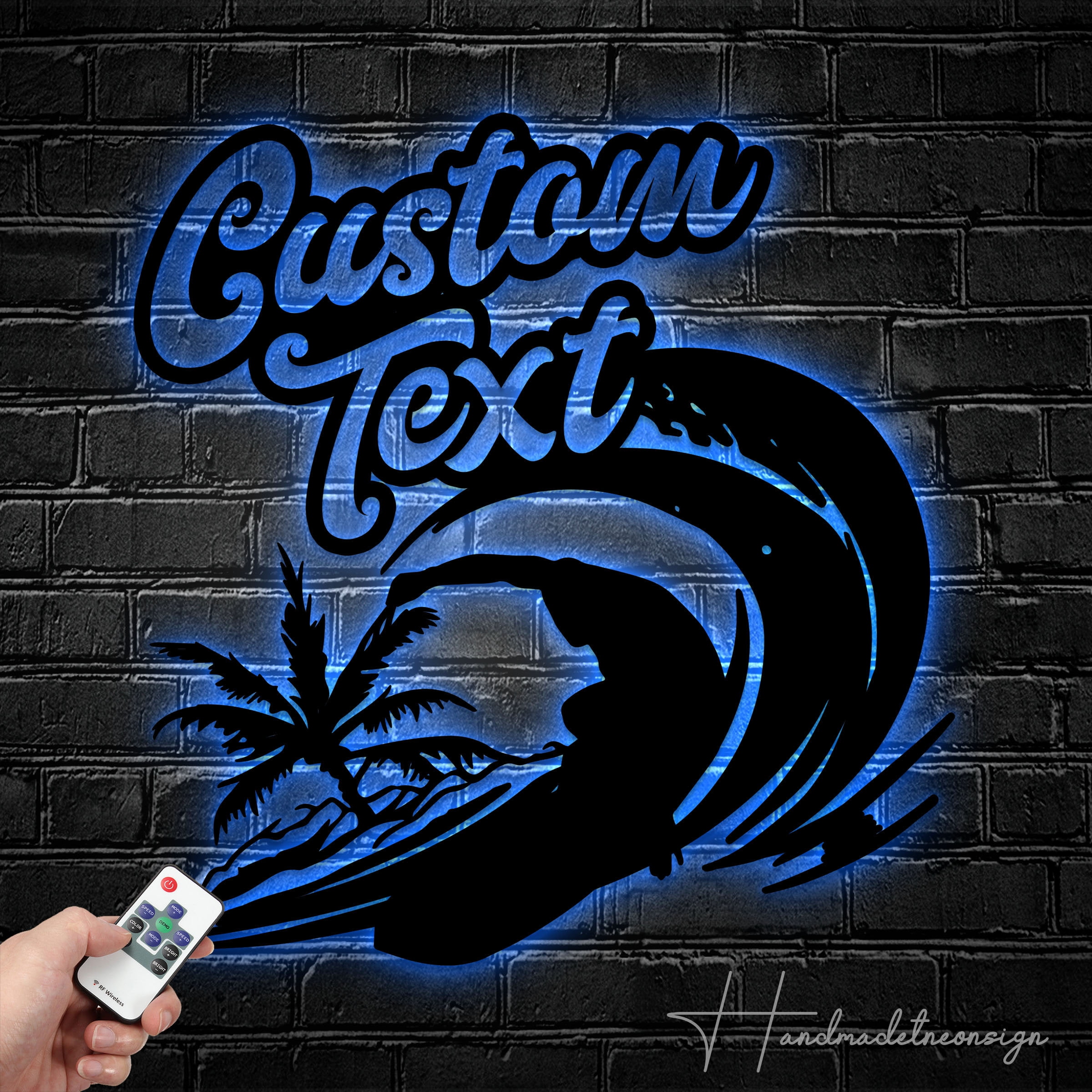 Handmadetneonsign Custom Beach Surfing Metal Wall Art LED Light ...