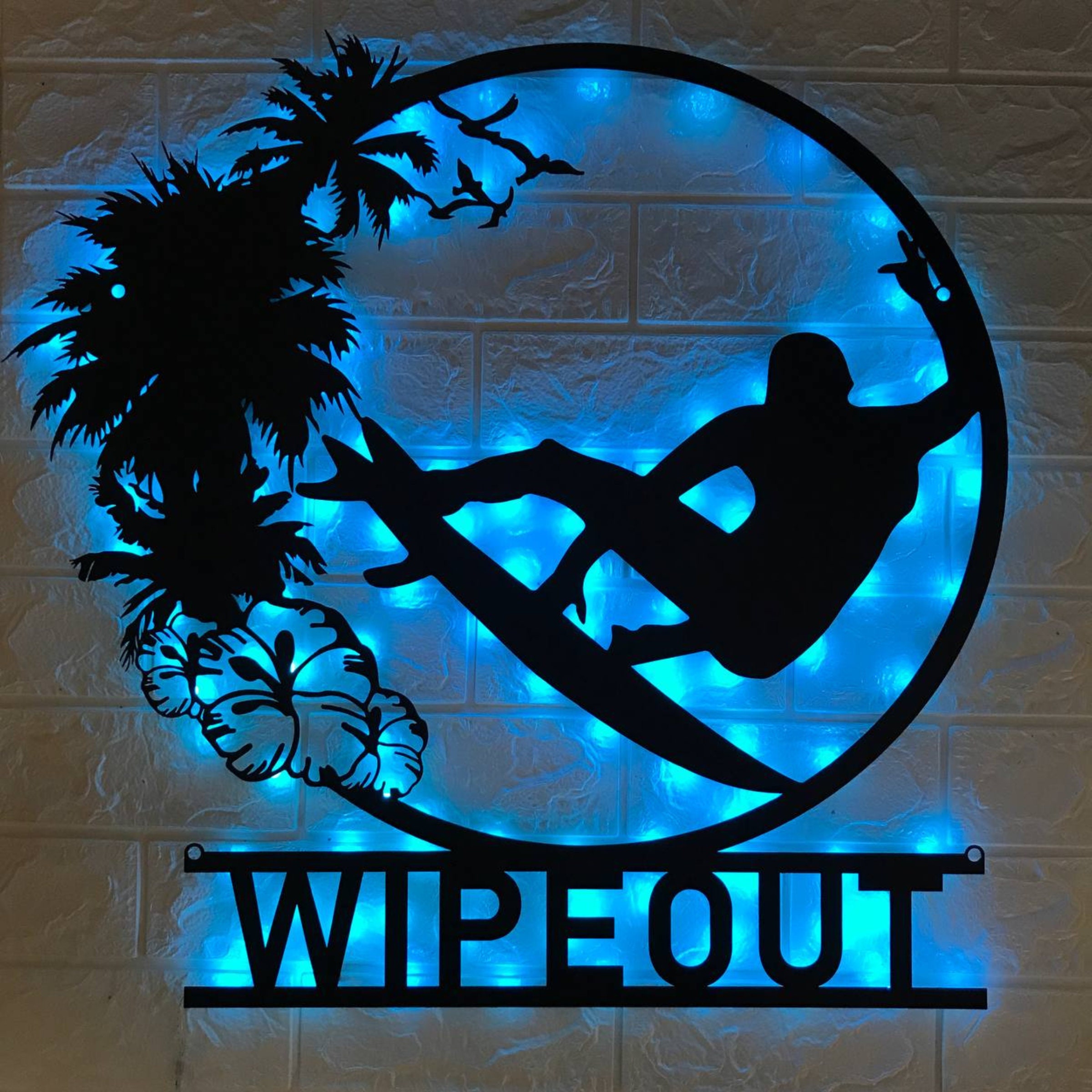 Handmadetneonsign Custom Beach Wave Surfing Metal Wall Art LED Light ...
