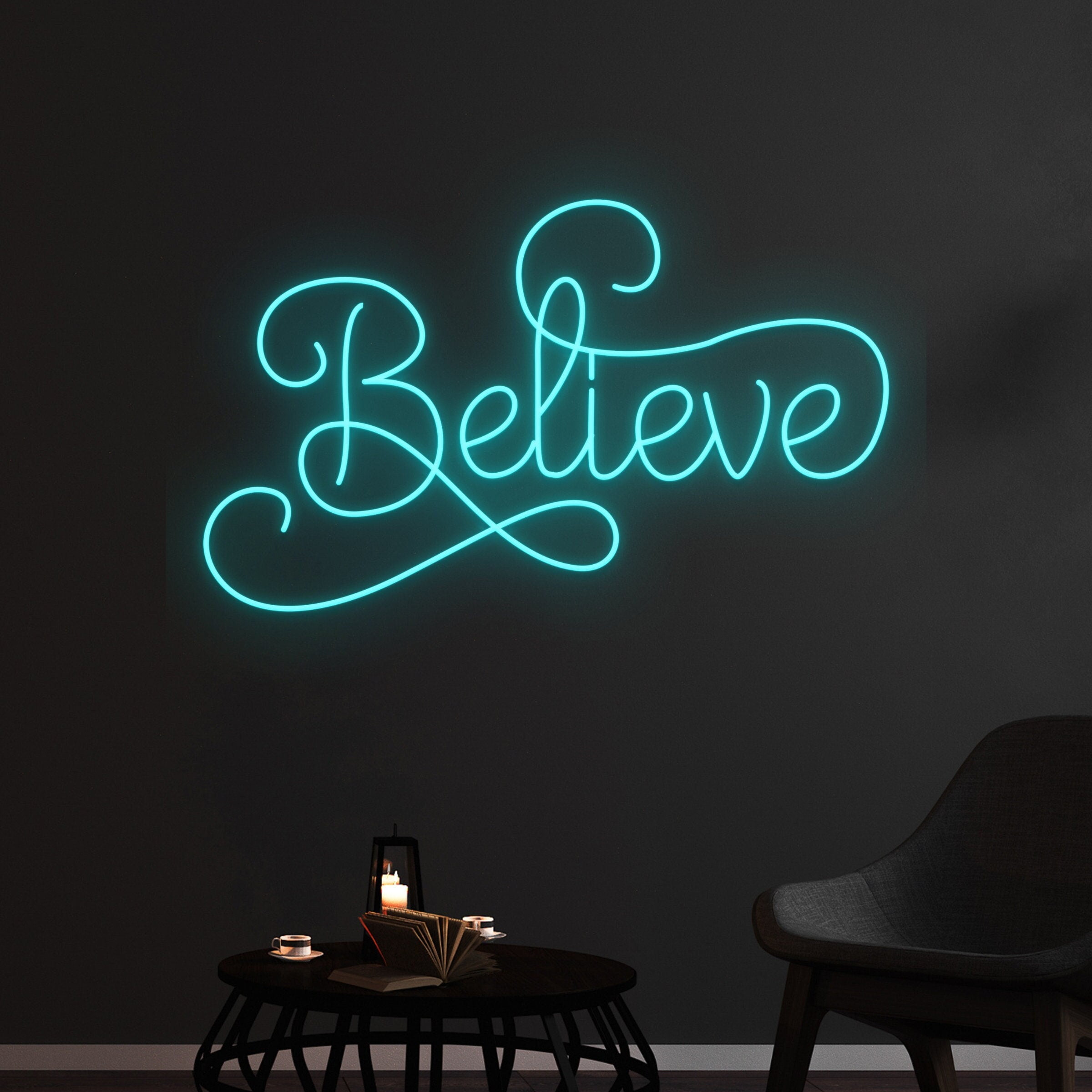 Handmadetneonsign Custom Believe Neon Sign, Personalized Quote LED ...