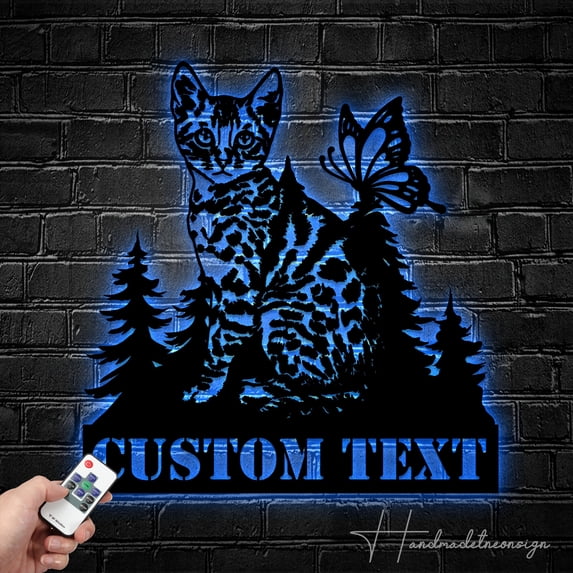 Handmadetneonsign Custom Bengal Cat Metal Wall Art LED Light ...